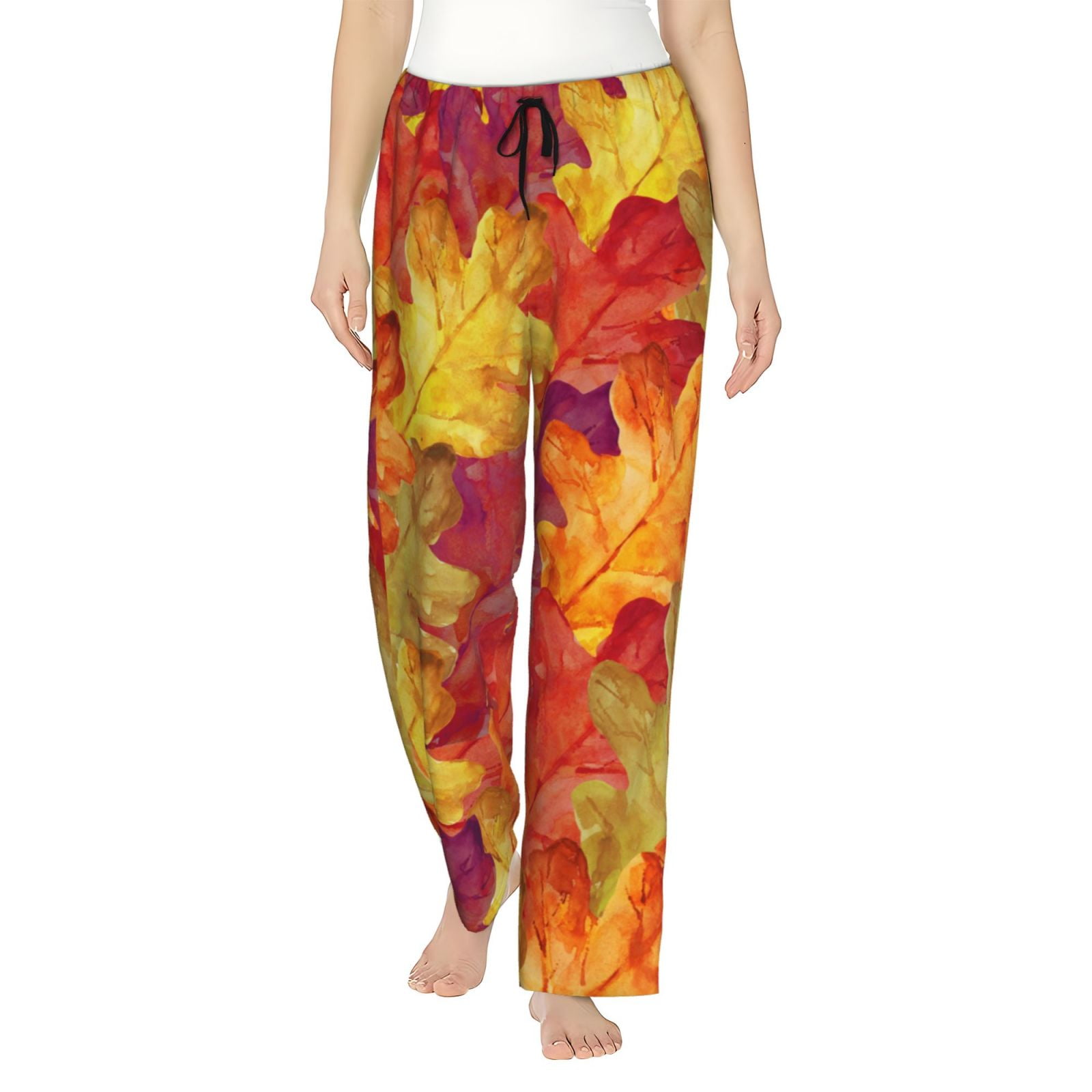 Disketp Autumn Leaves Print Women'S Comfy Pajama Pants Casual ...