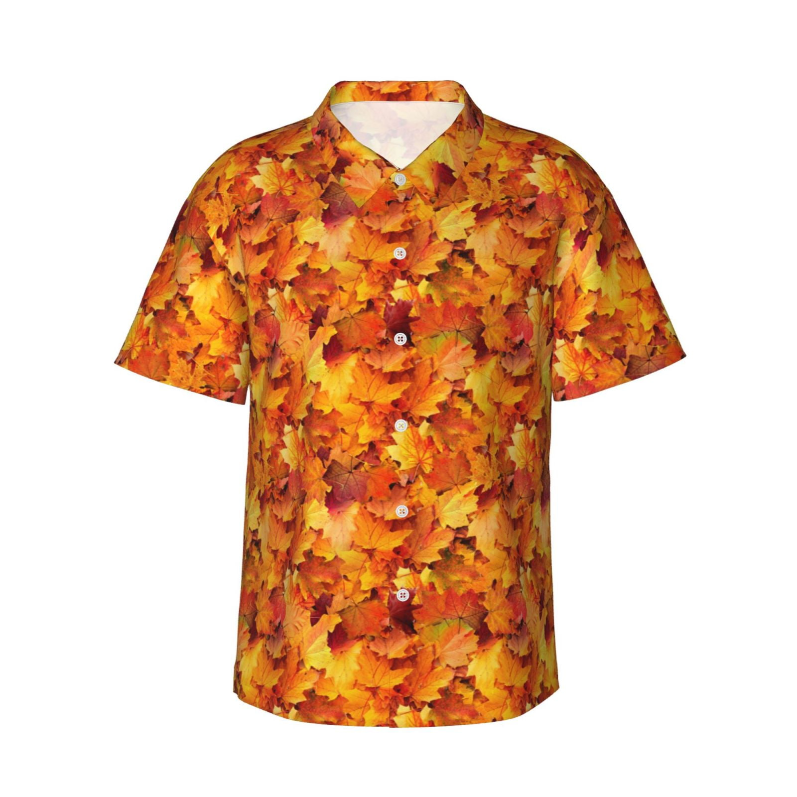 Disketp Autumn Maple Leaf Pile Hawaiian Shirts for Men,Mens Casual ...