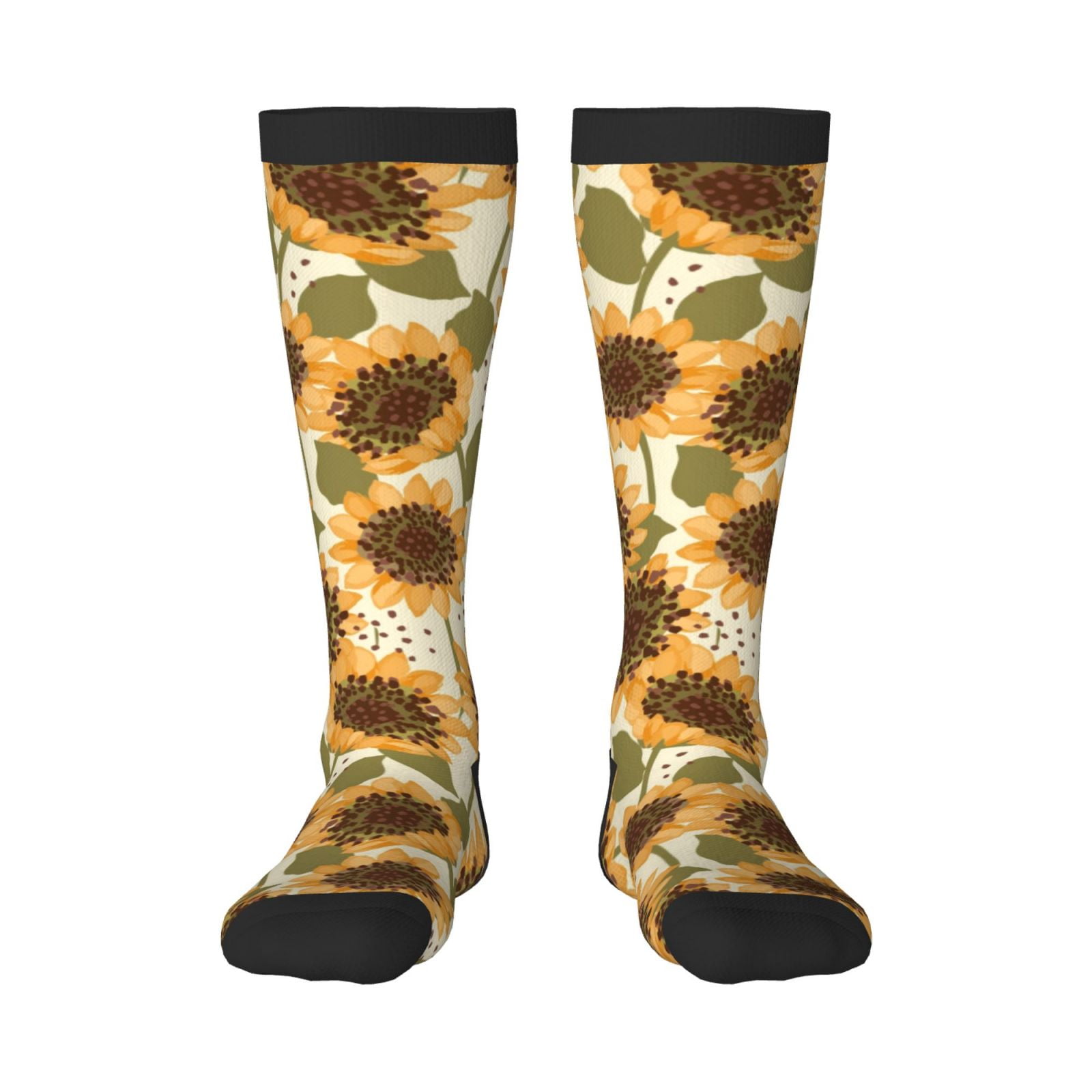 Disketp Autumn Sunflowers Print Unisex Contrast Color Stockings ...