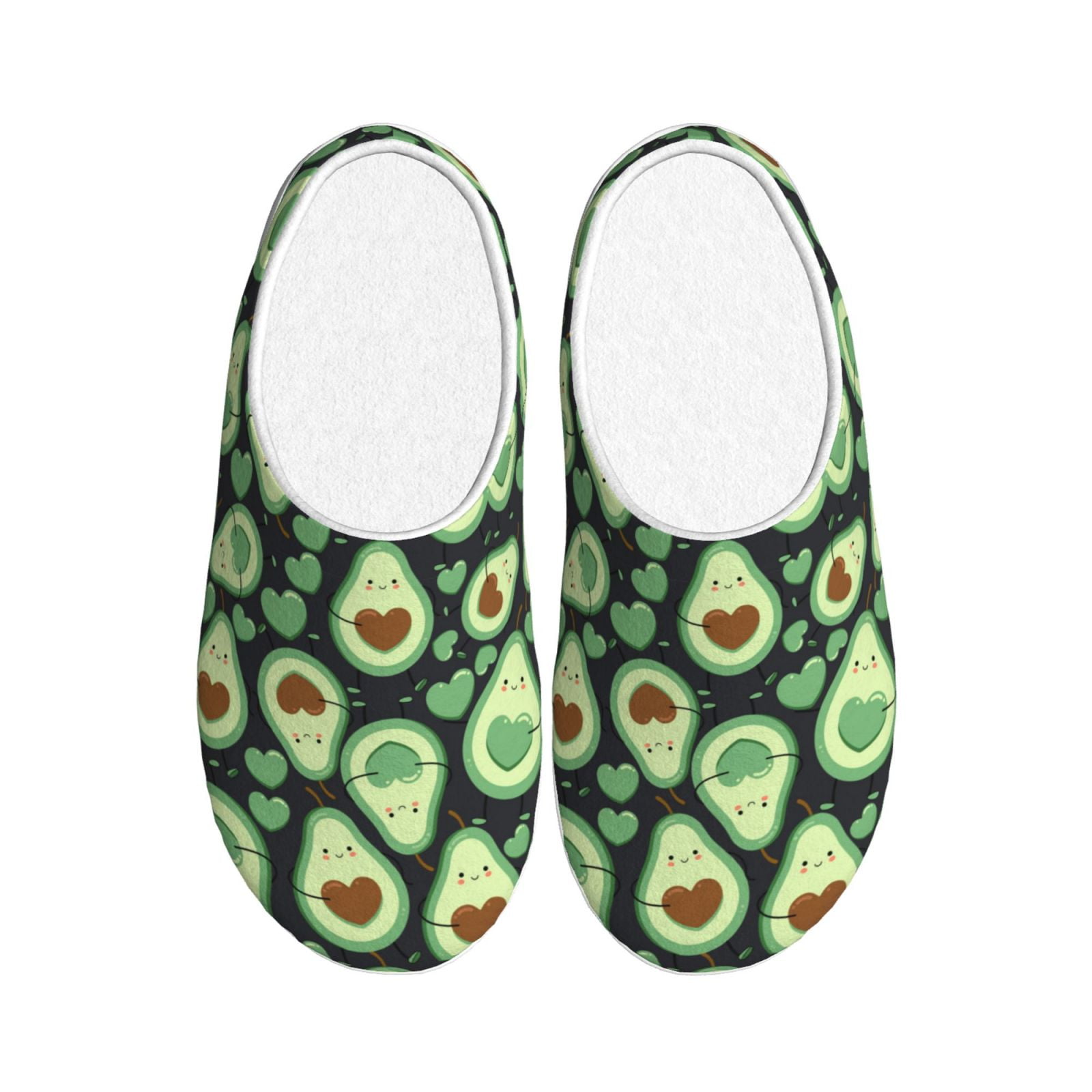 Disketp Avocado Heart Women's Men's Slippers Plush Slip-On House ...