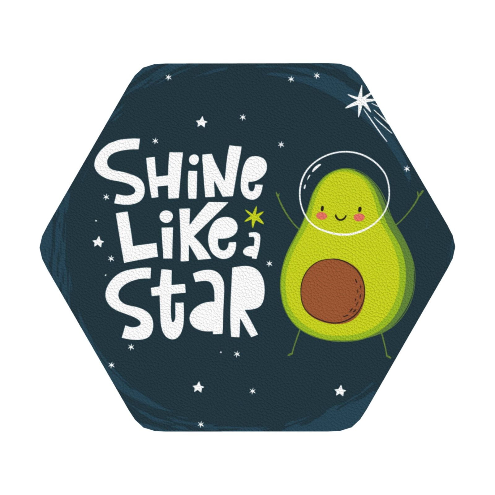 Disketp Avocado In Space1 Funny Coasters,6 Pcs Leather Coasters With ...