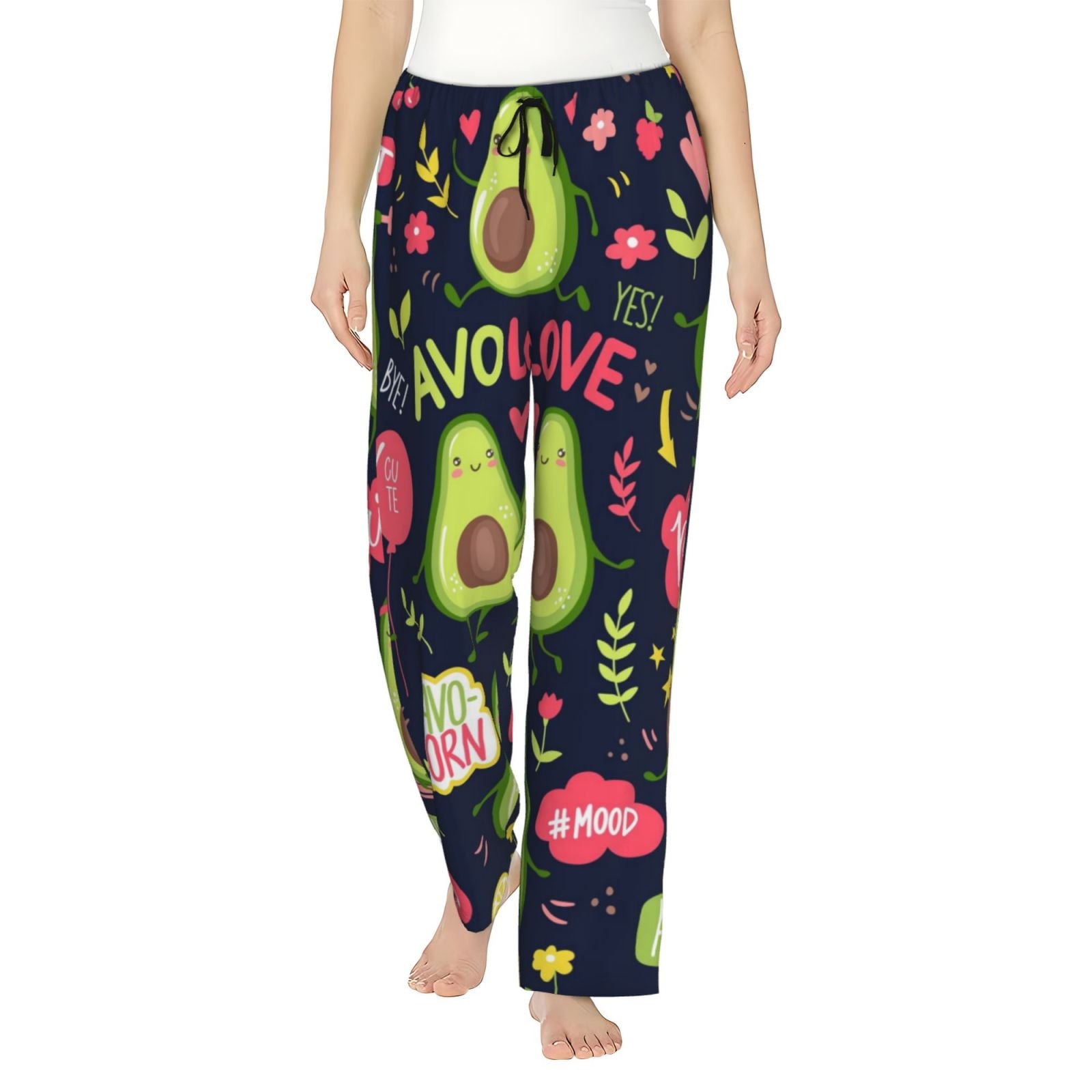 Disketp Avocado Love Print Women'S Comfy Pajama Pants Casual Drawstring ...