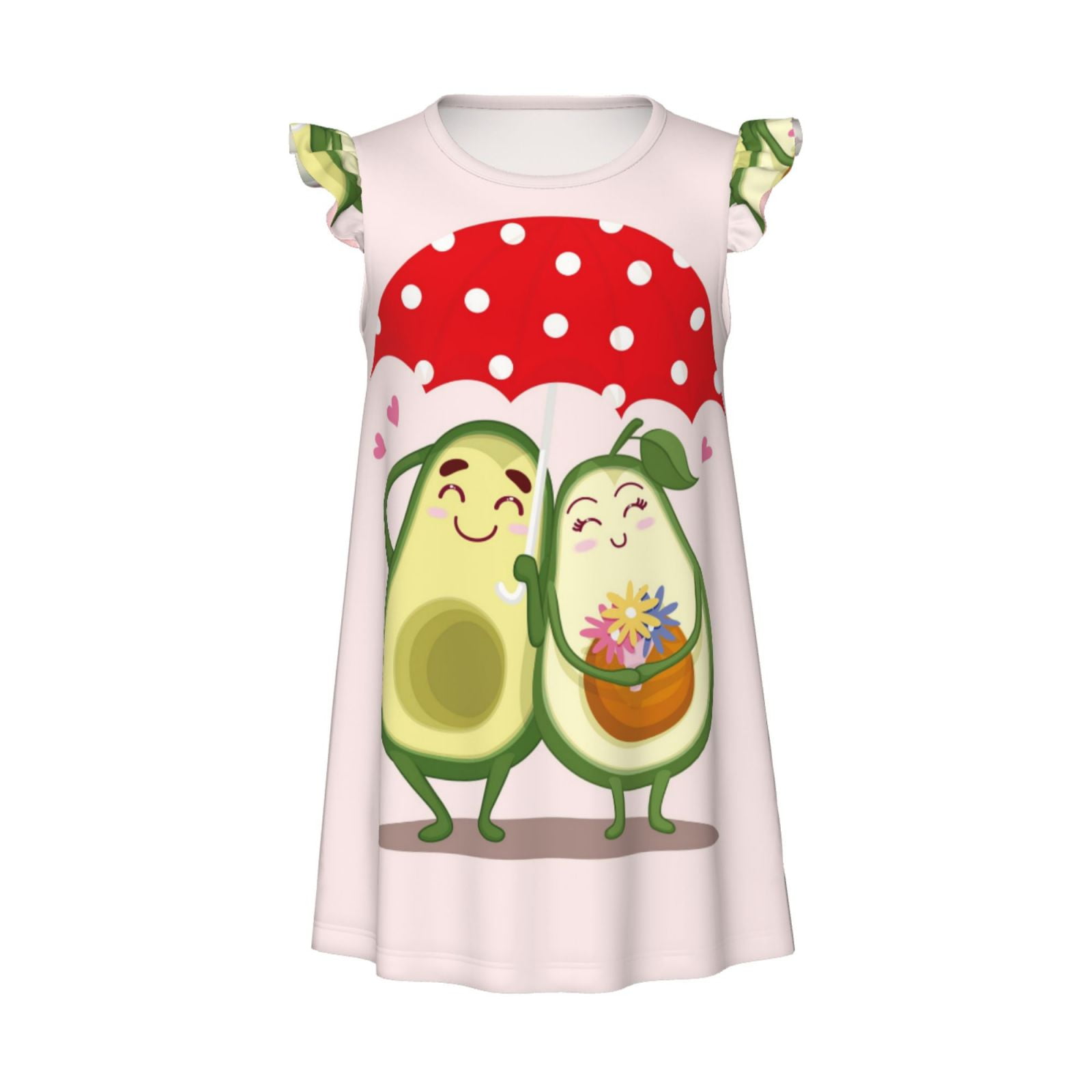 Disketp Avocado Lovers Wearing Umbrella Print Girls Nightgowns 3-10 ...