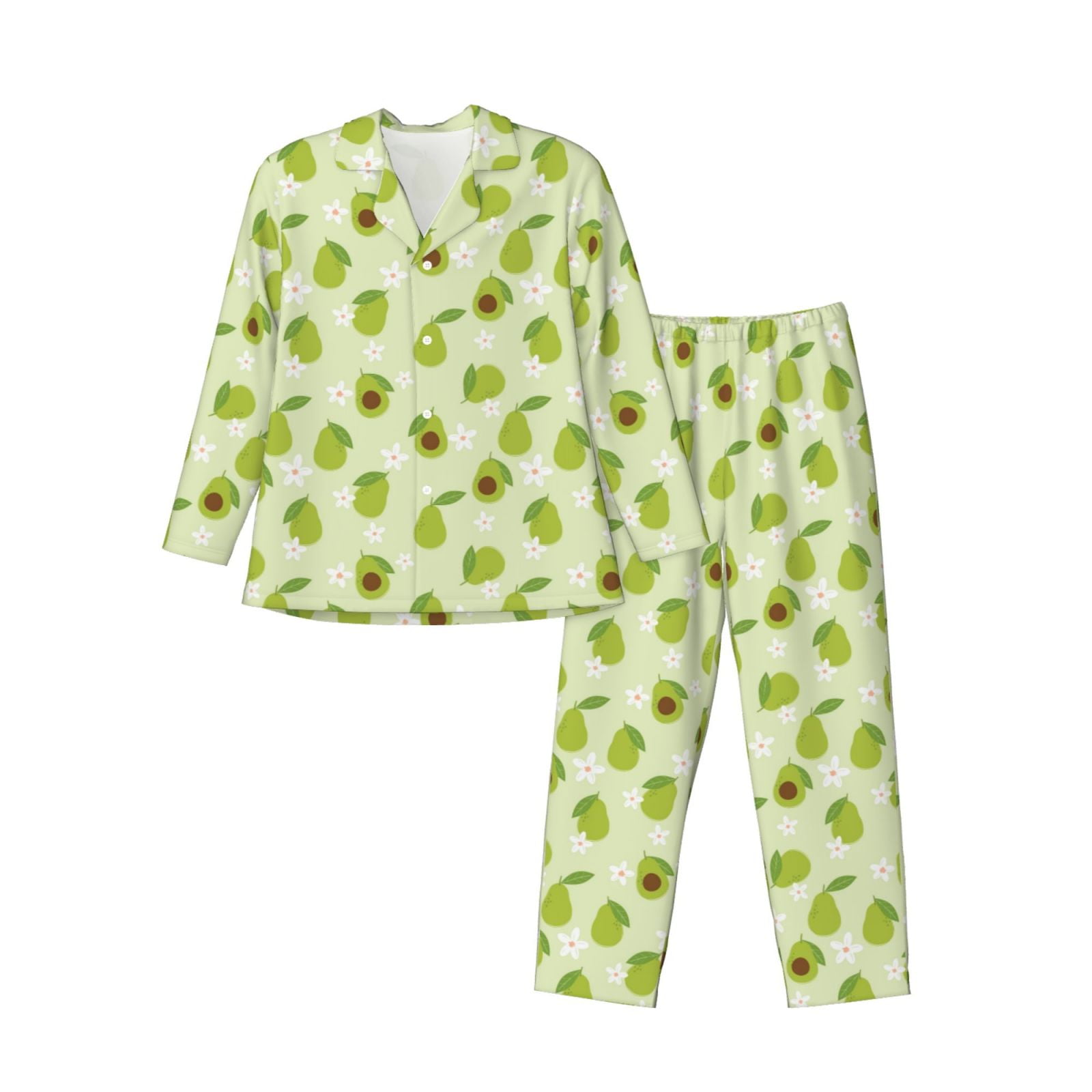 Disketp Avocado With Leaf And Flower for Pajamas Set Long Sleeve ...