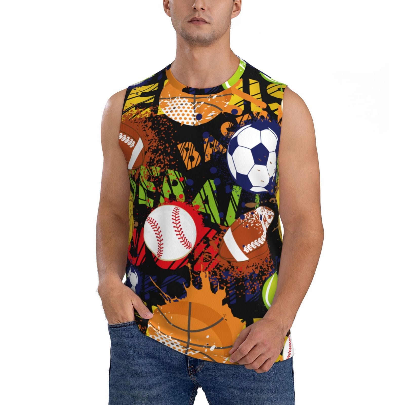 Disketp Balls Sleeveless Tshirts For Men, Muscle Shirts For Men Dry Fit ...