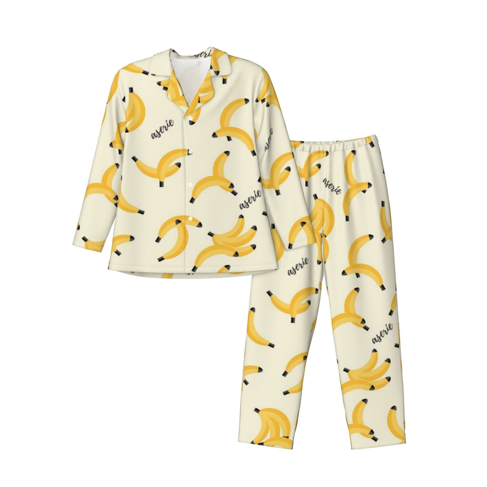 Disketp Banana for Pajamas Set Long Sleeve Sleepwear Mens Button Down ...