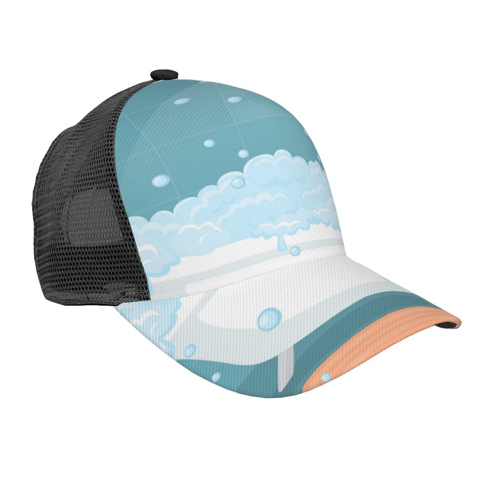 Disketp Bathtub with Soap Bubbles Print Trucker Hat Men Women - Mesh ...