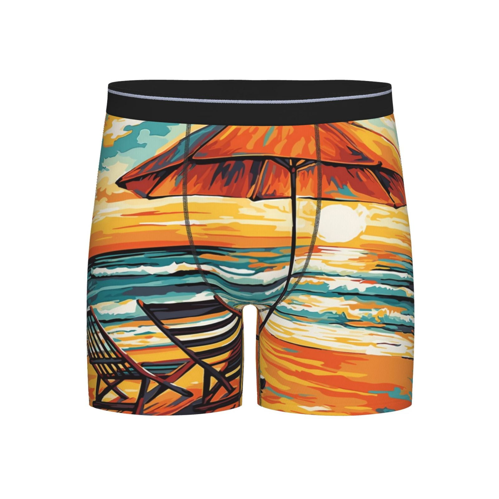 Disketp Beach Umbrella Sunset Men's Boxer Briefs Men’s Underwear Boxer ...