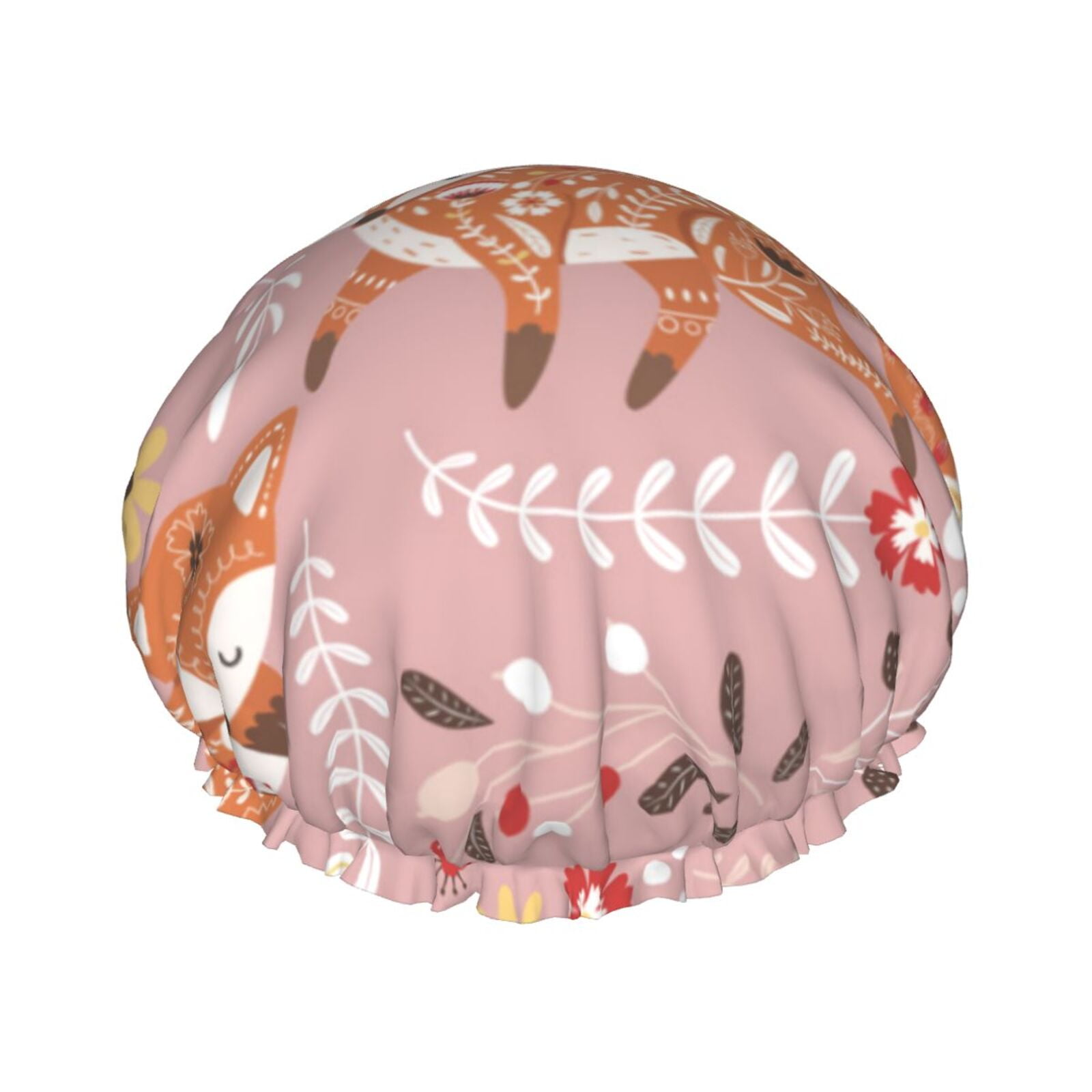 Disketp Beautiful Fox Shower Caps,Reusable Shower Cap For Women, Double ...