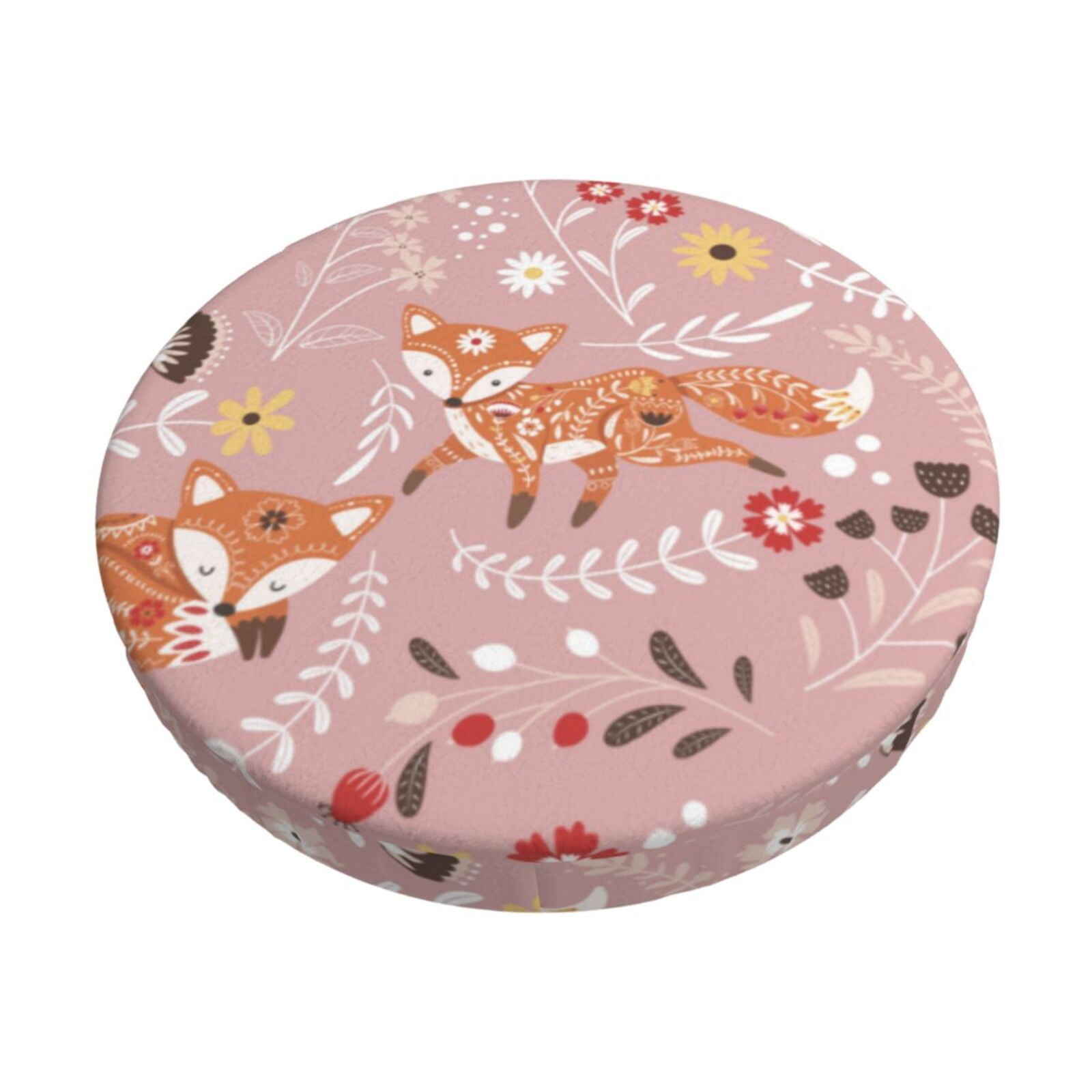 Disketp Beautiful Fox Stool Covers Round, Super Soft Round Bar Stool ...