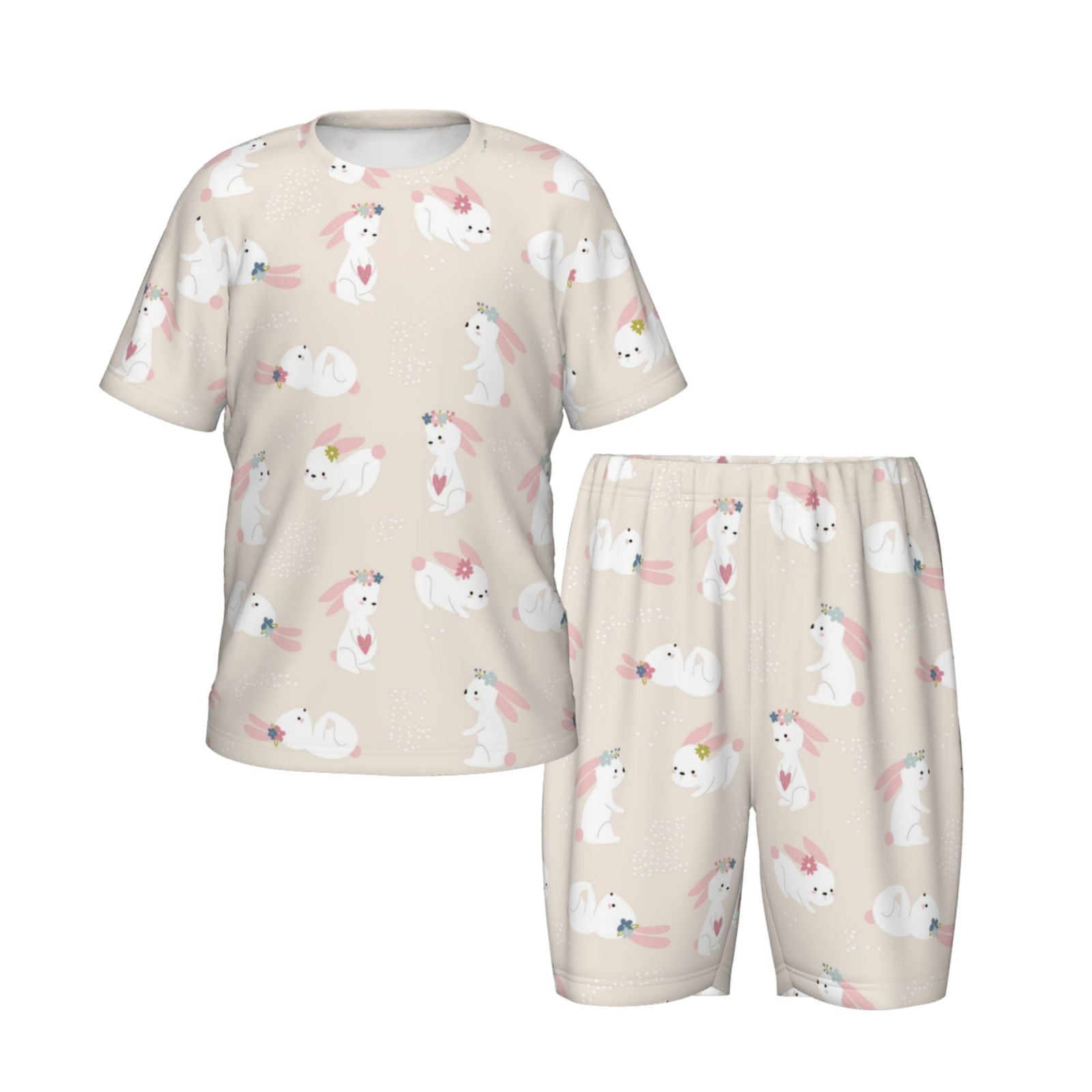 Disketp Beautiful Rabbit for Kids Short Sleeve Pajamas Kids Summer Pjs ...
