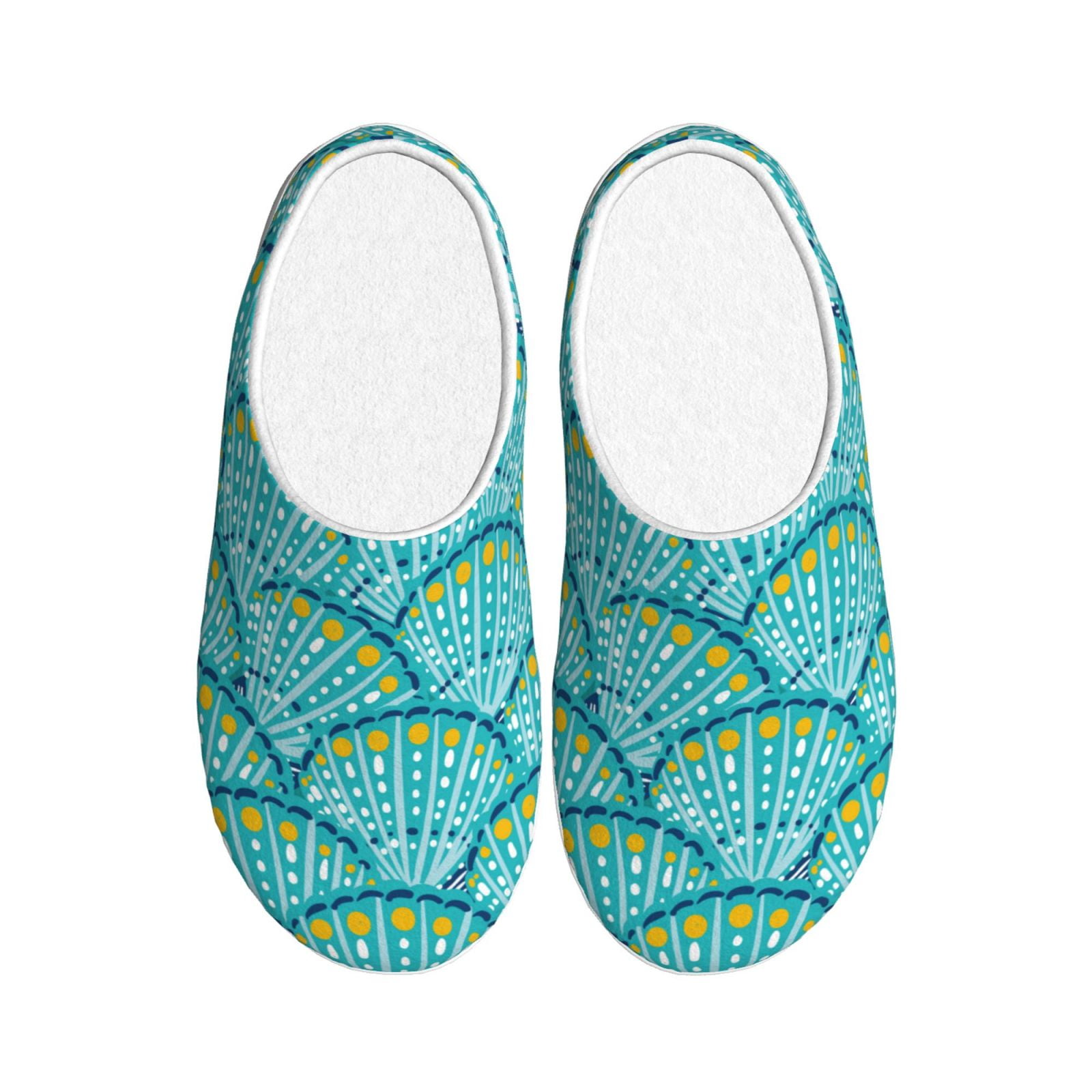 Disketp Beautiful Seashells Women's Men's Slippers Plush Slip-On House ...