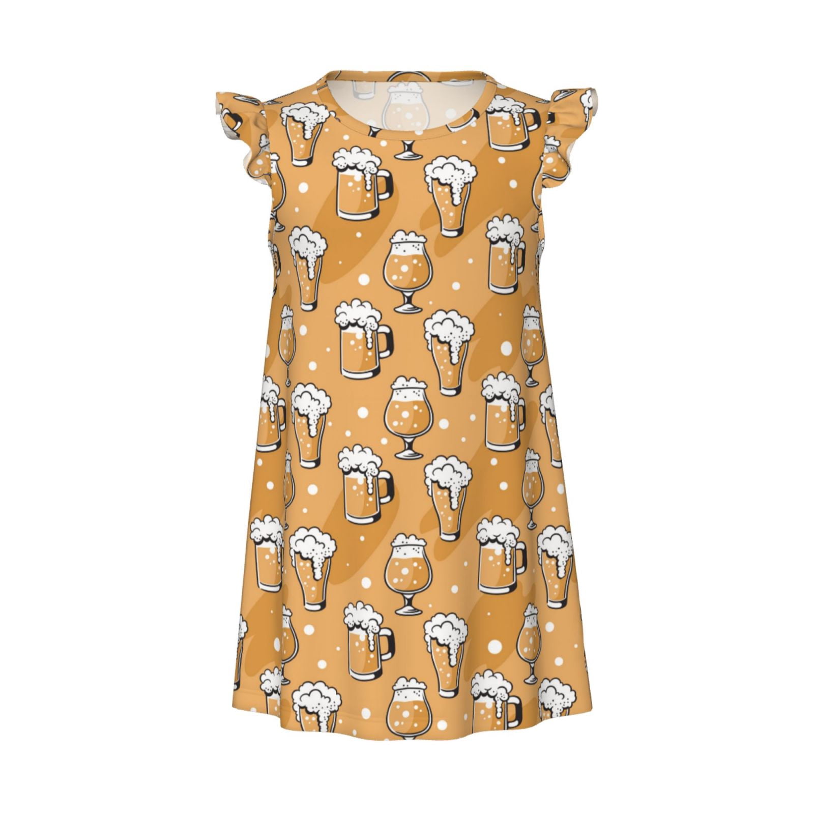 Disketp Beer In Glasses Print Girls Nightgowns 3-10 Years Flutter Short ...