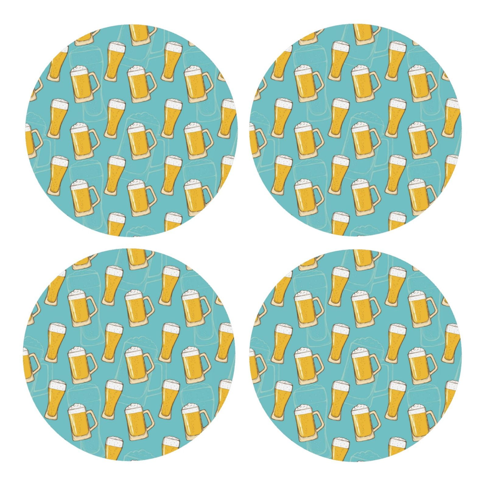 Disketp Beer MDF Cork Coaster 4 Pcs - Absorbent Beverage Coasters for ...