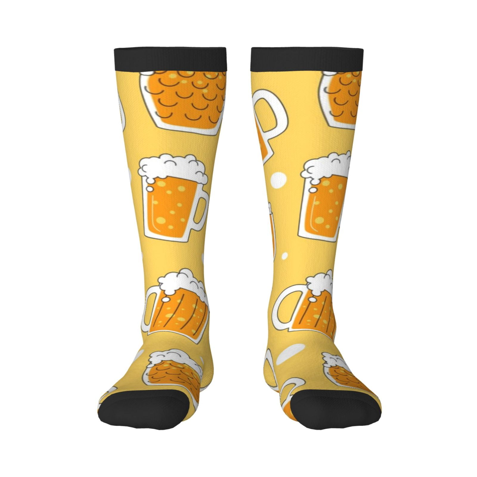 Disketp Beer Print Unisex Contrast Color Stockings Lightweight ...