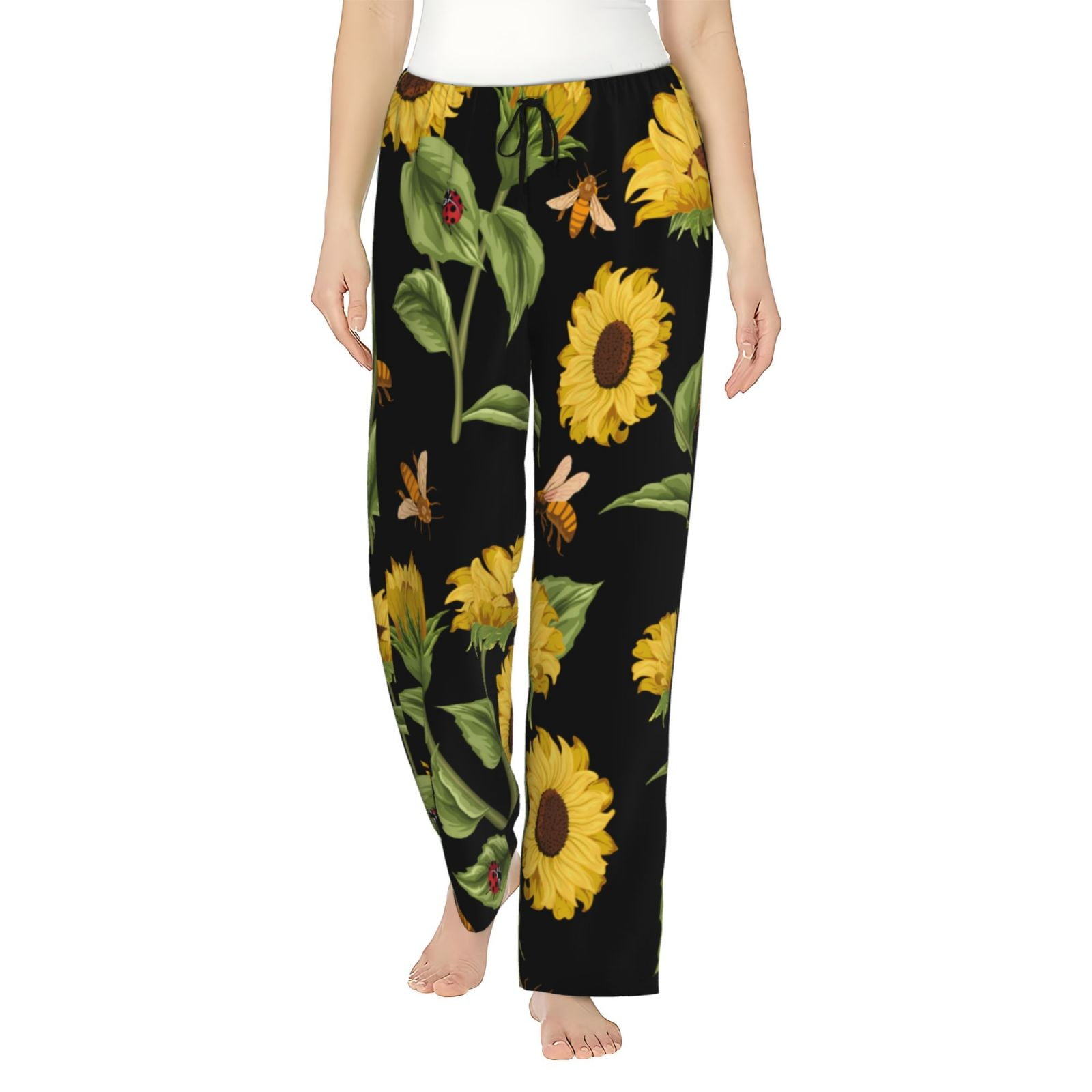 Disketp Bees And Sunflowers Print Women'S Comfy Pajama Pants Casual ...