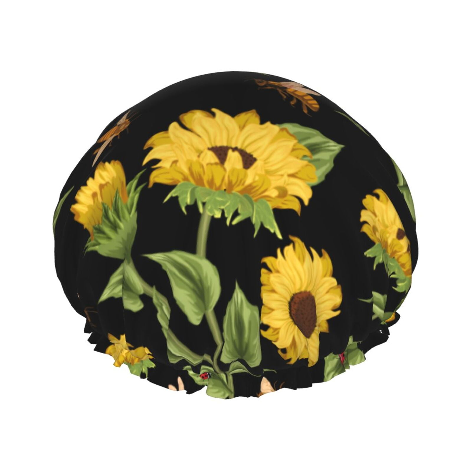 Disketp Bees And Sunflowers Shower Caps,Reusable Shower Cap For Women ...