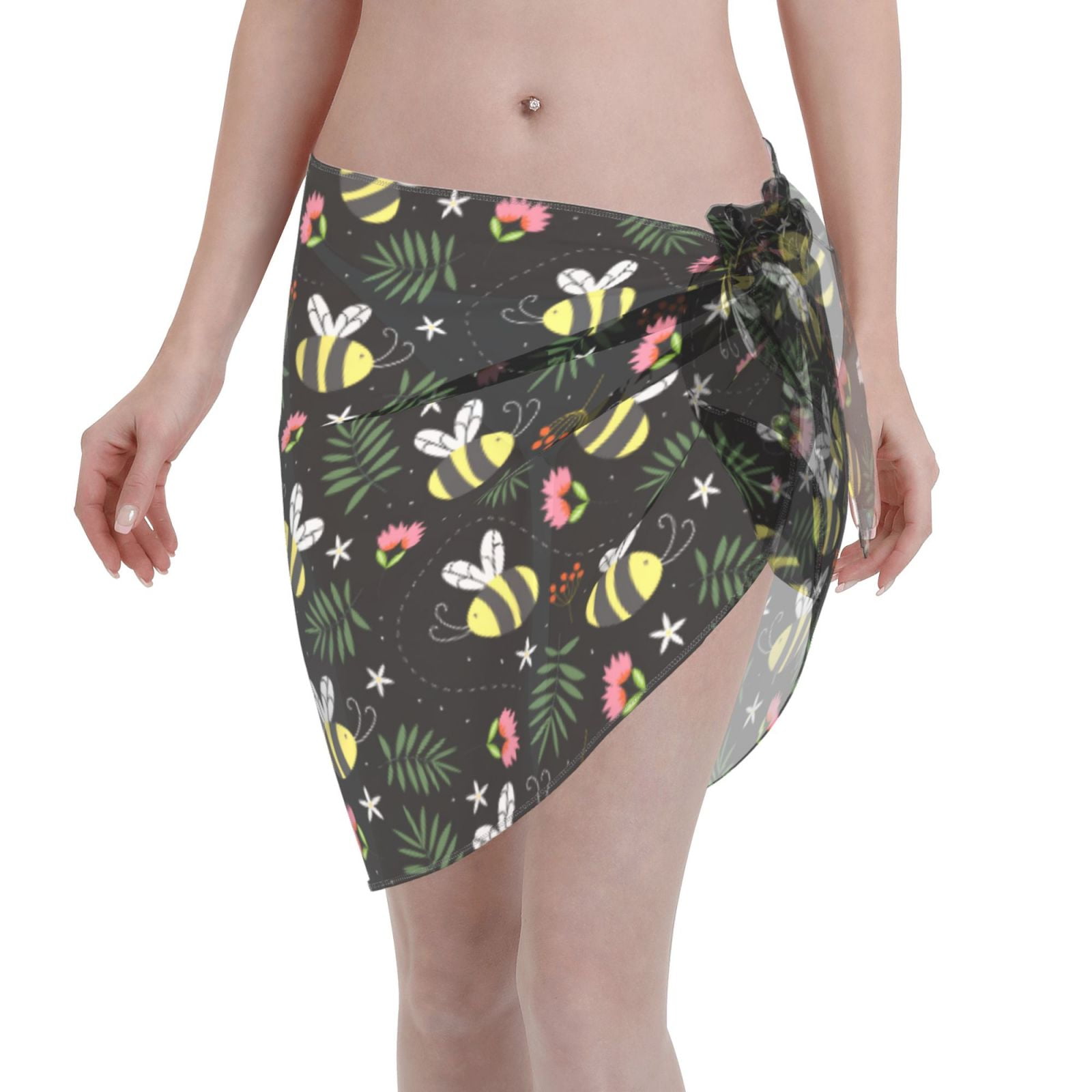 Disketp Bees Women Swimsuit Cover Up Short Chiffon Summer Beach Sarong ...
