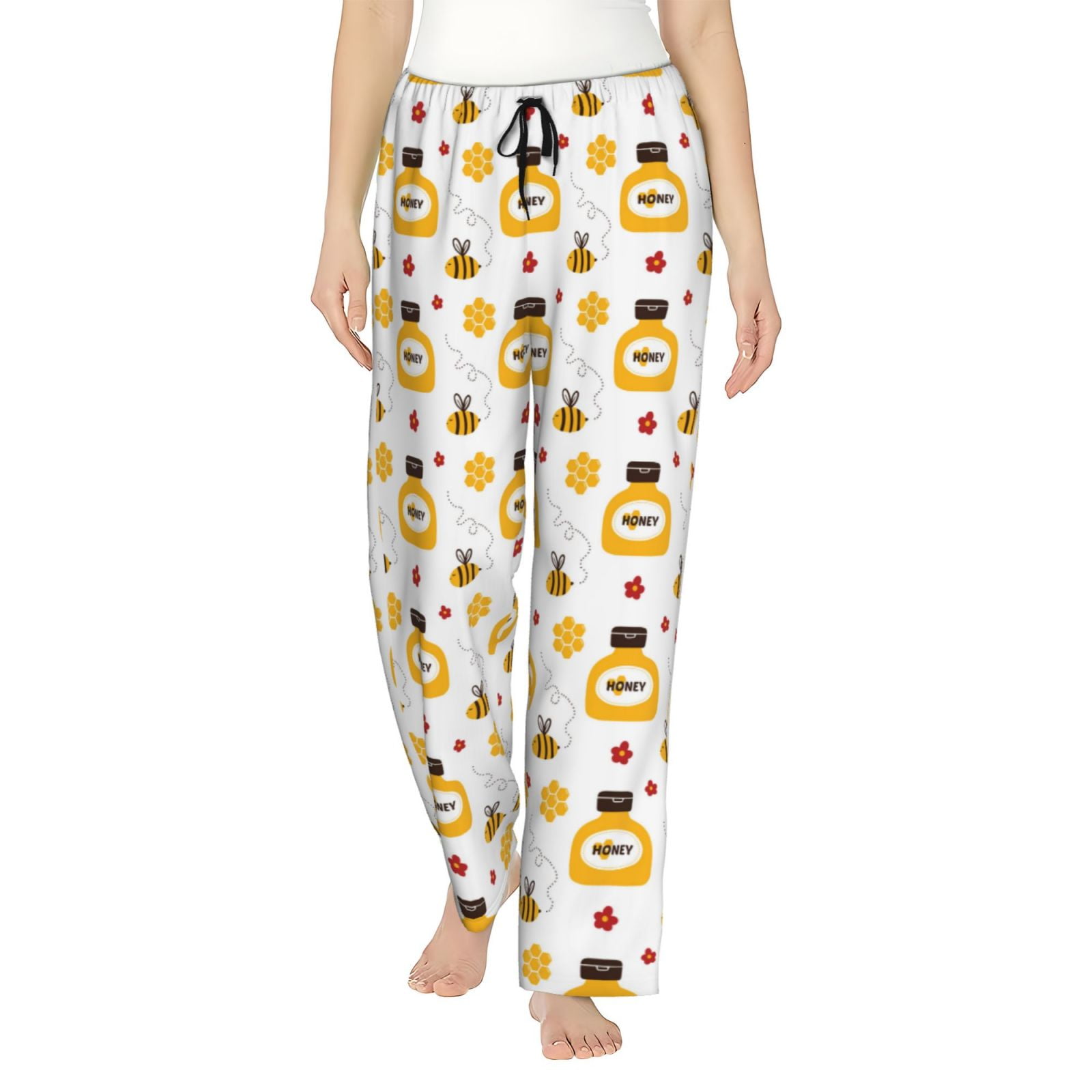 Disketp Bees and Flowers Print Women's Comfy Pajama Pants Casual ...
