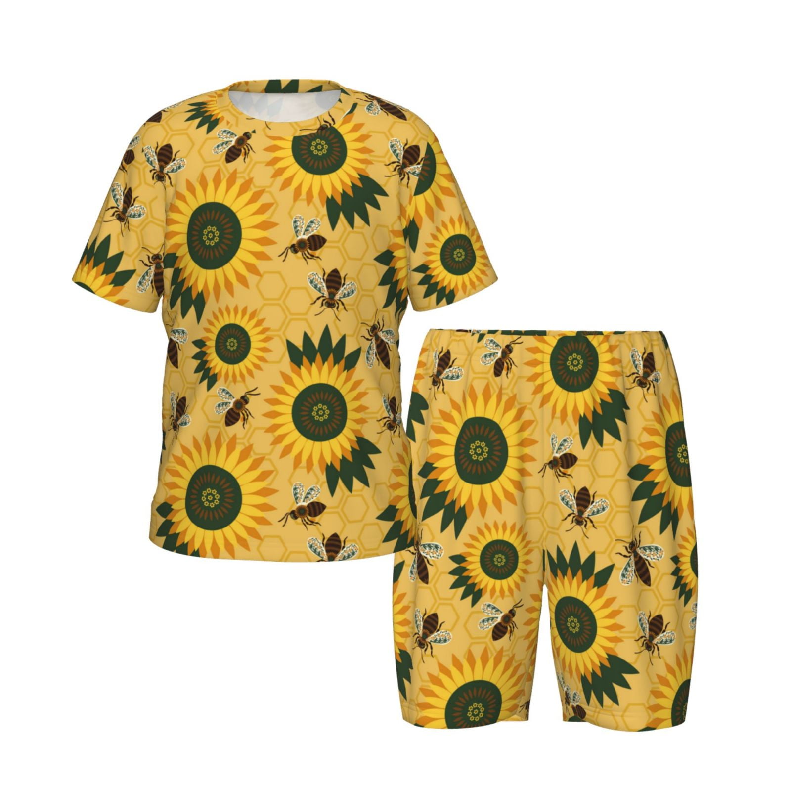 Disketp Bees and Sunflowers for Kids Short Sleeve Pajamas Kids Summer ...