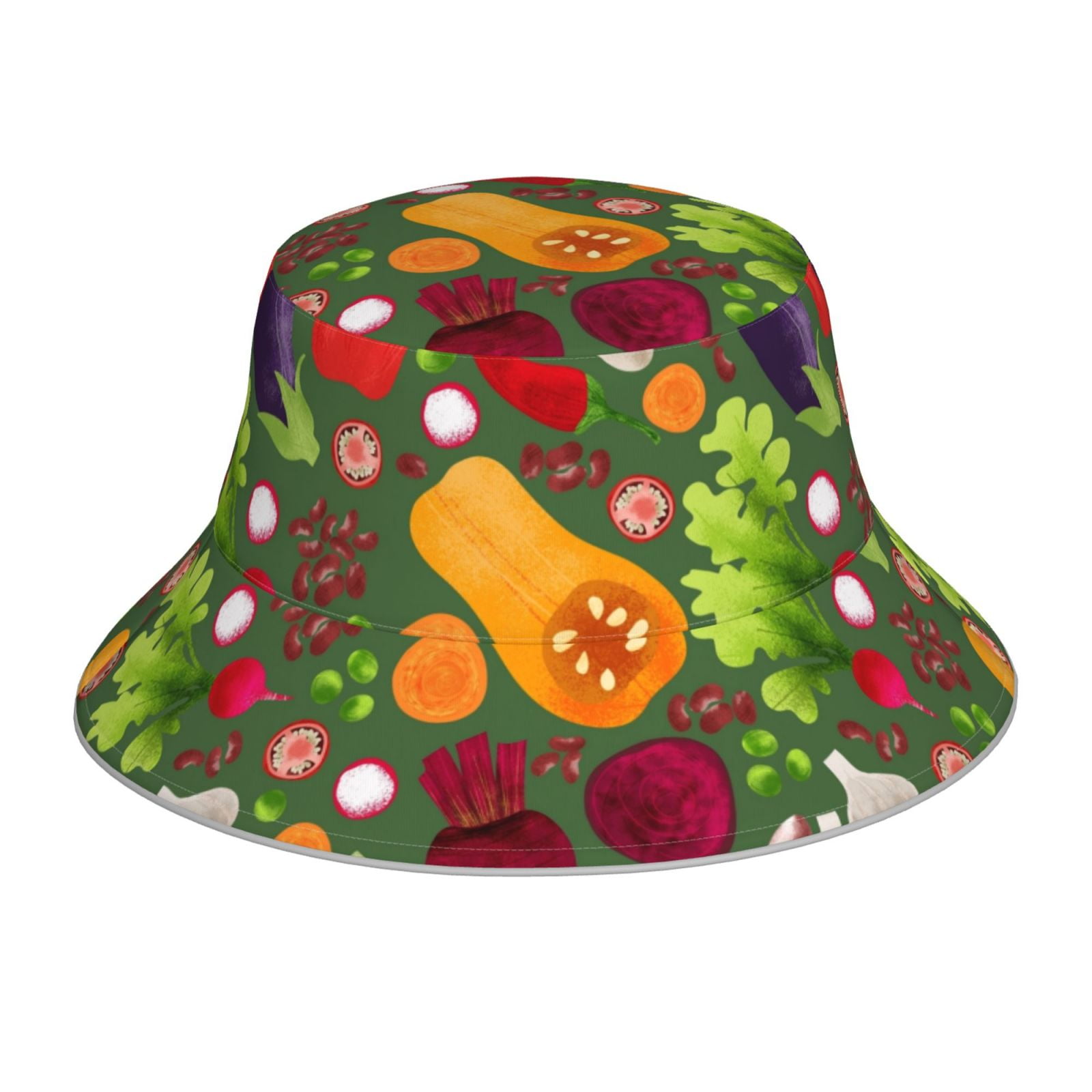Disketp Begetable Print Reflective Bucket Hat Beach Hat Summer Travel ...