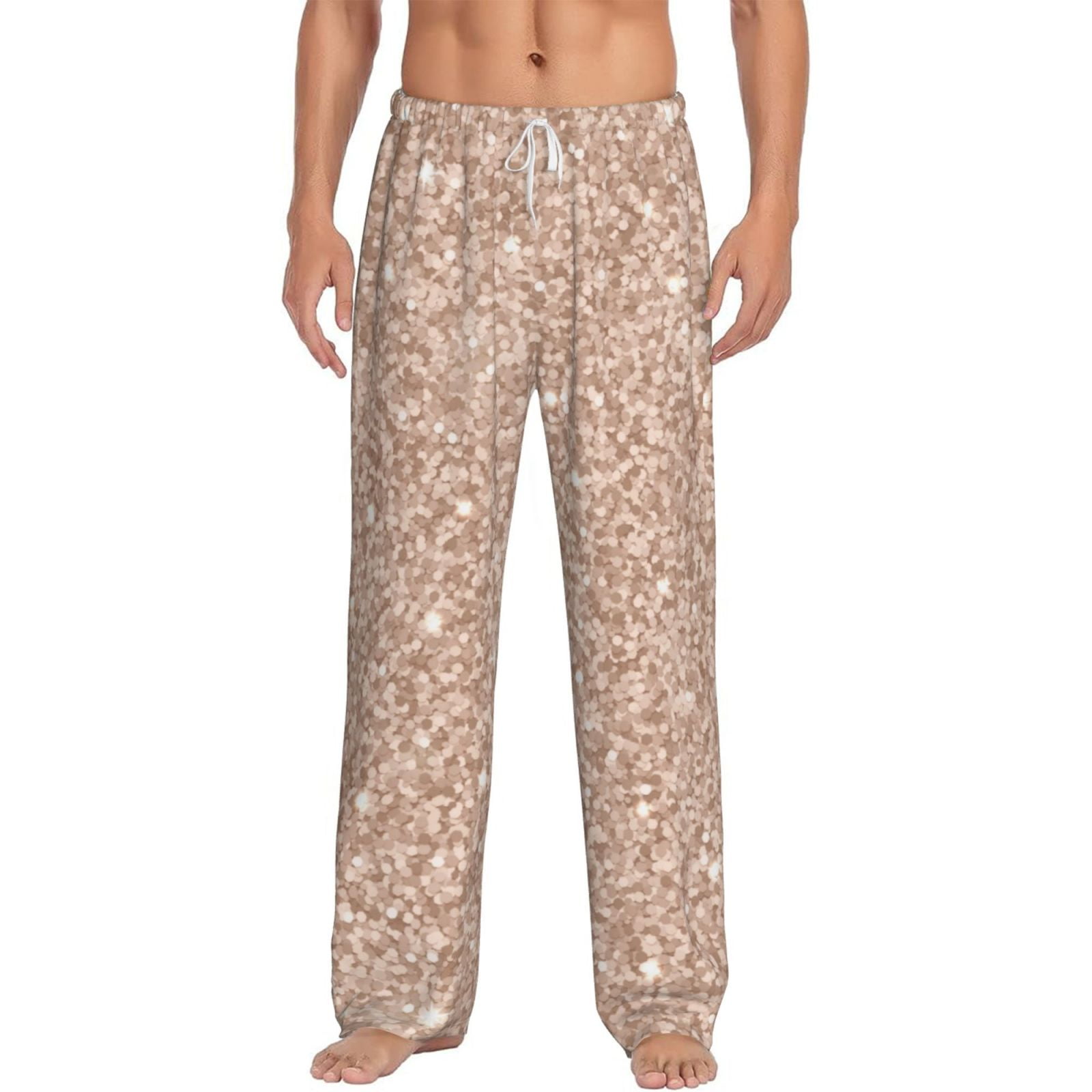 Disketp Beige Sparkling Glitter Men'S Pajama Pants - Ultra Soft Fleece ...