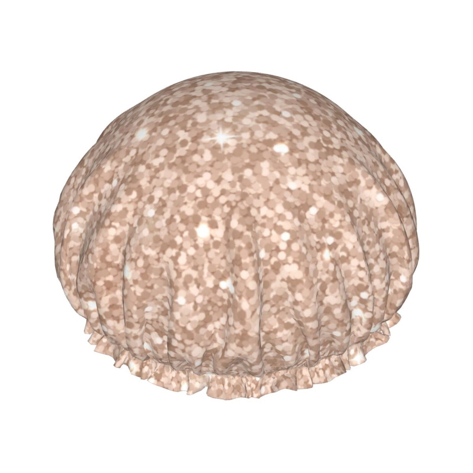 Disketp Beige Sparkling Glitter Shower Caps,Reusable Shower Cap For ...