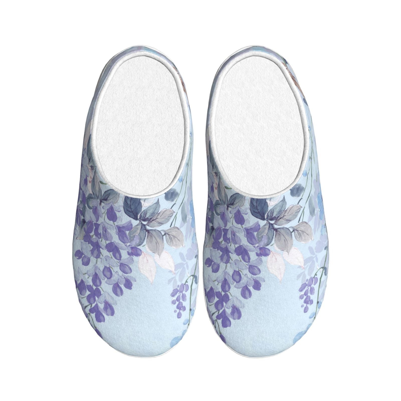 Disketp Bird Butterfly Stripe Women's Men's Slippers Plush Slip-On ...