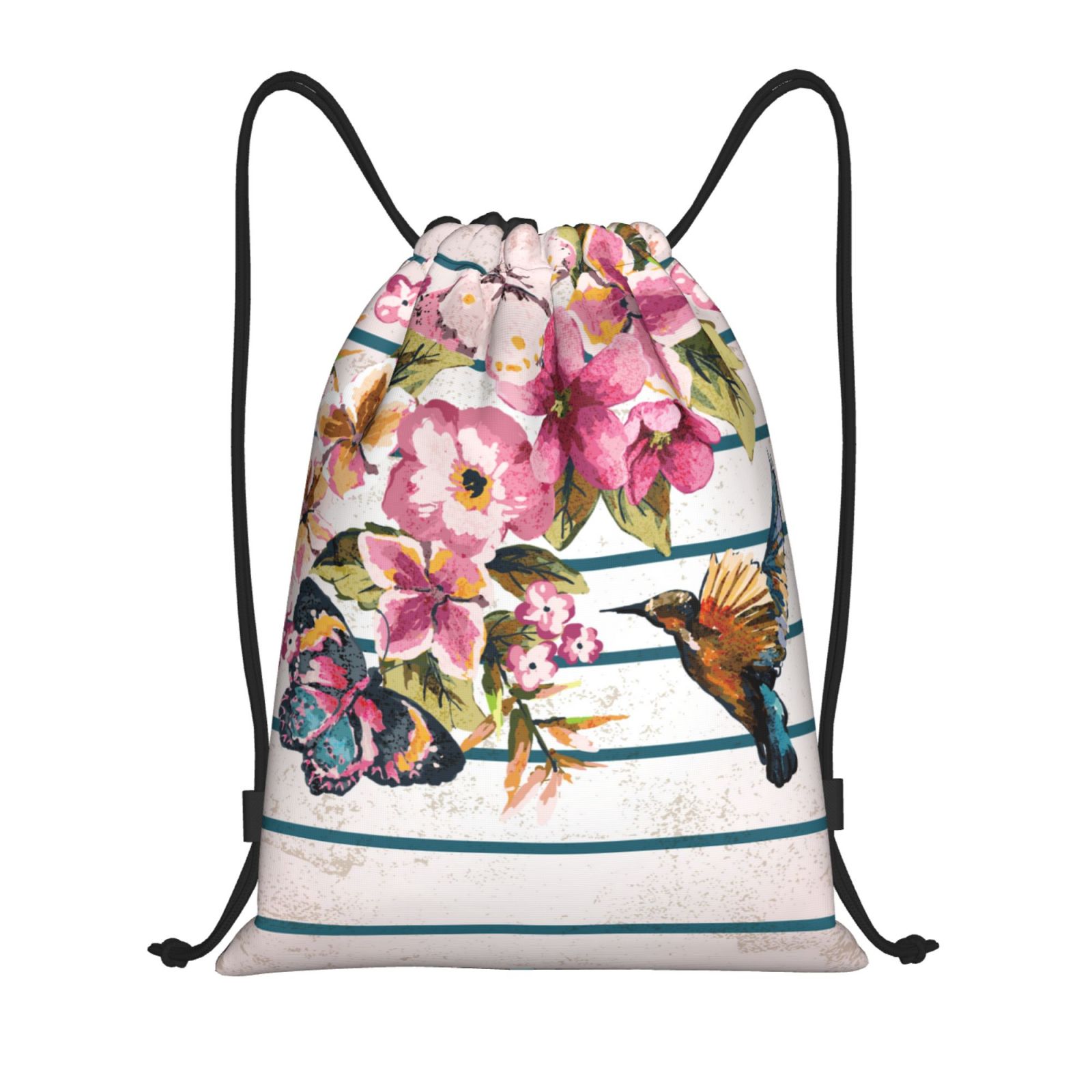 Disketp Bird and Floral Drawstring Backpack Drawstring Gym Bags Draw ...