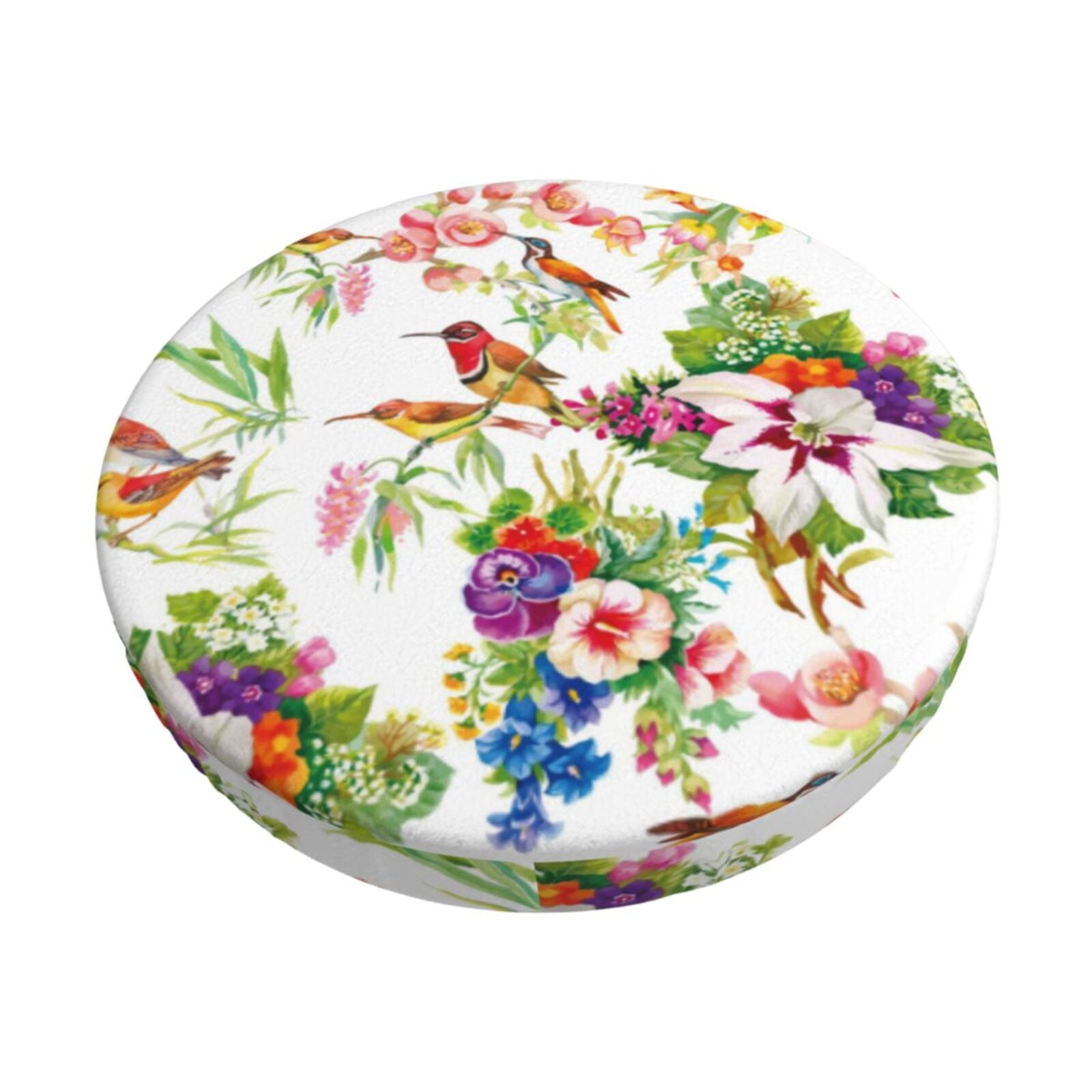 Disketp Birds And Flowers Stool Covers Round, Super Soft Round Bar ...