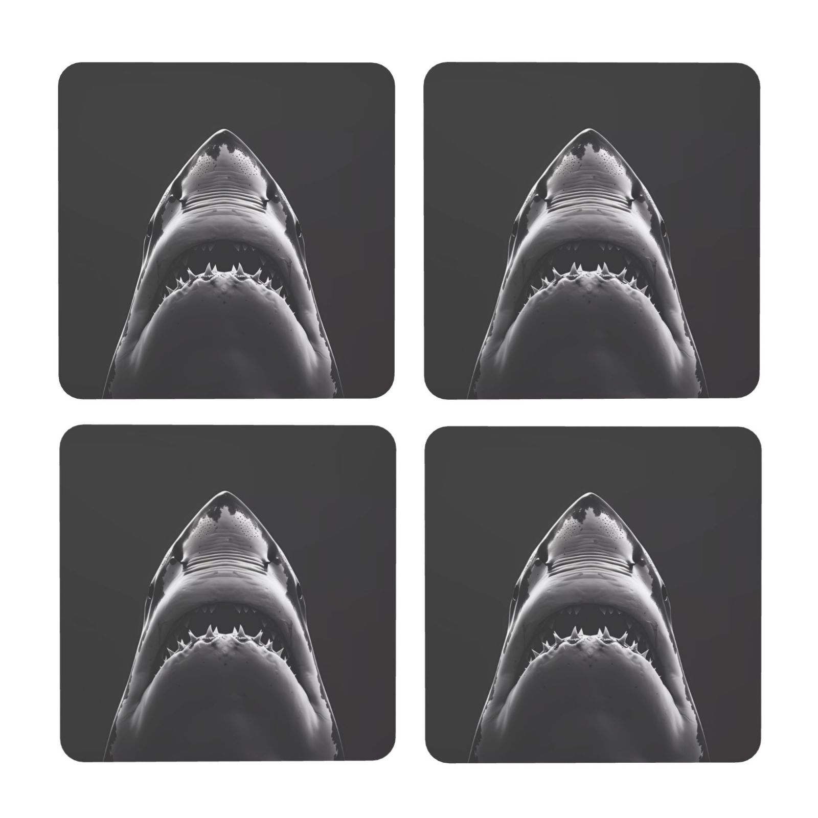 Disketp Black And White Shark MDF Cork Coaster 4 Pcs - Absorbent ...