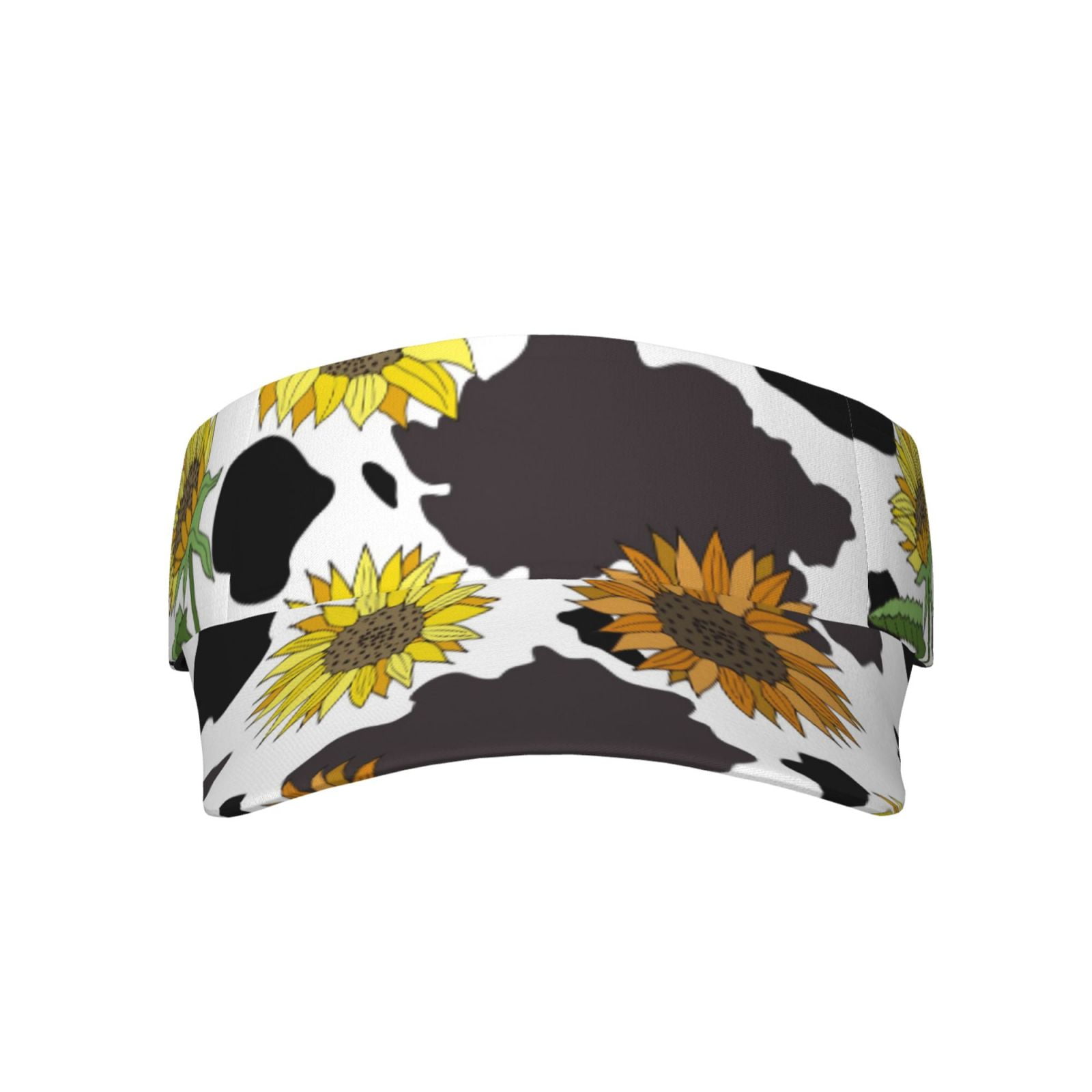 Disketp Black Cow Print With Sunflowers Country Sun Visors for Women ...