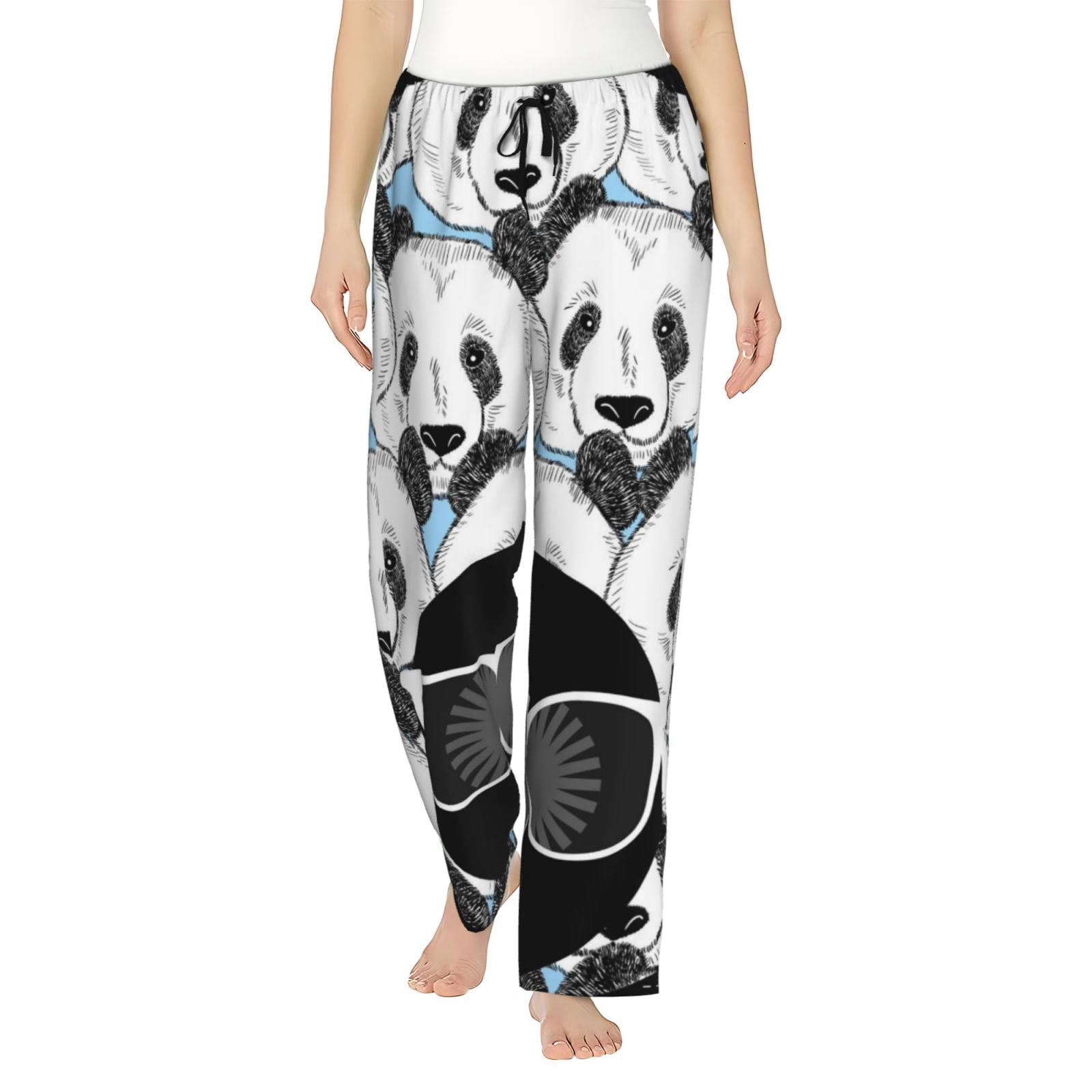 Disketp Black Head Woman With Panda Hair Print Women'S Comfy Pajama ...