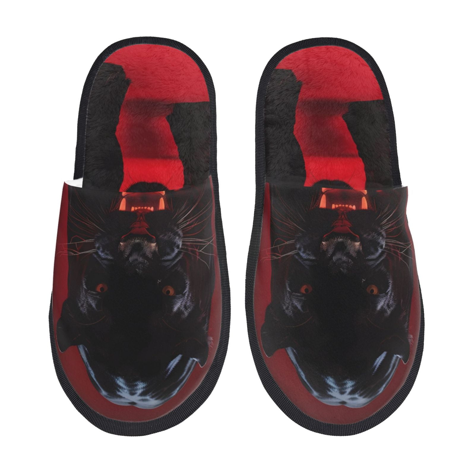 Disketp Black Panther Red Background Fuzzy House Memory Foam Slippers ...