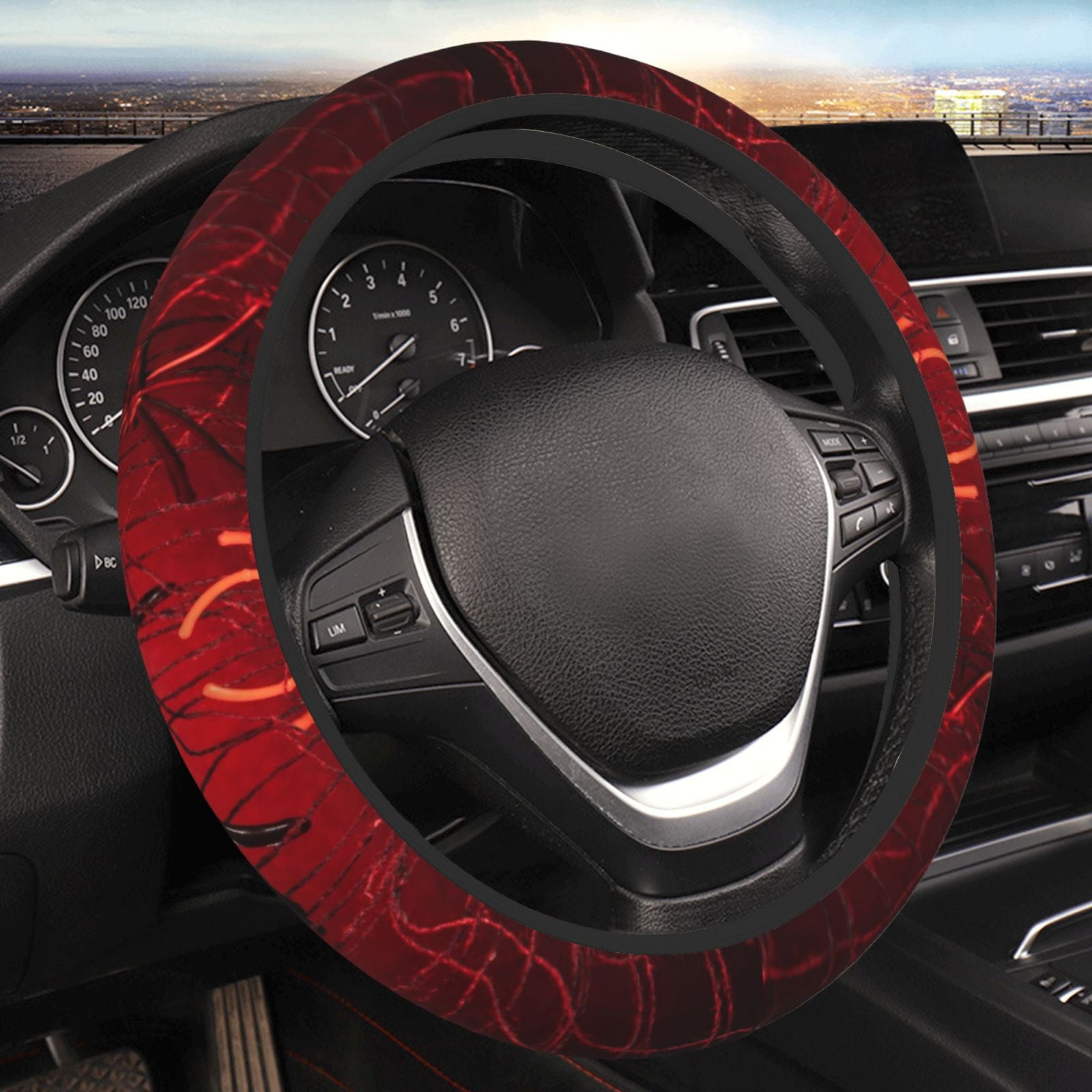 Disketp Black Spider Web With Spiders Elastic Microfiber Steering Wheel ...