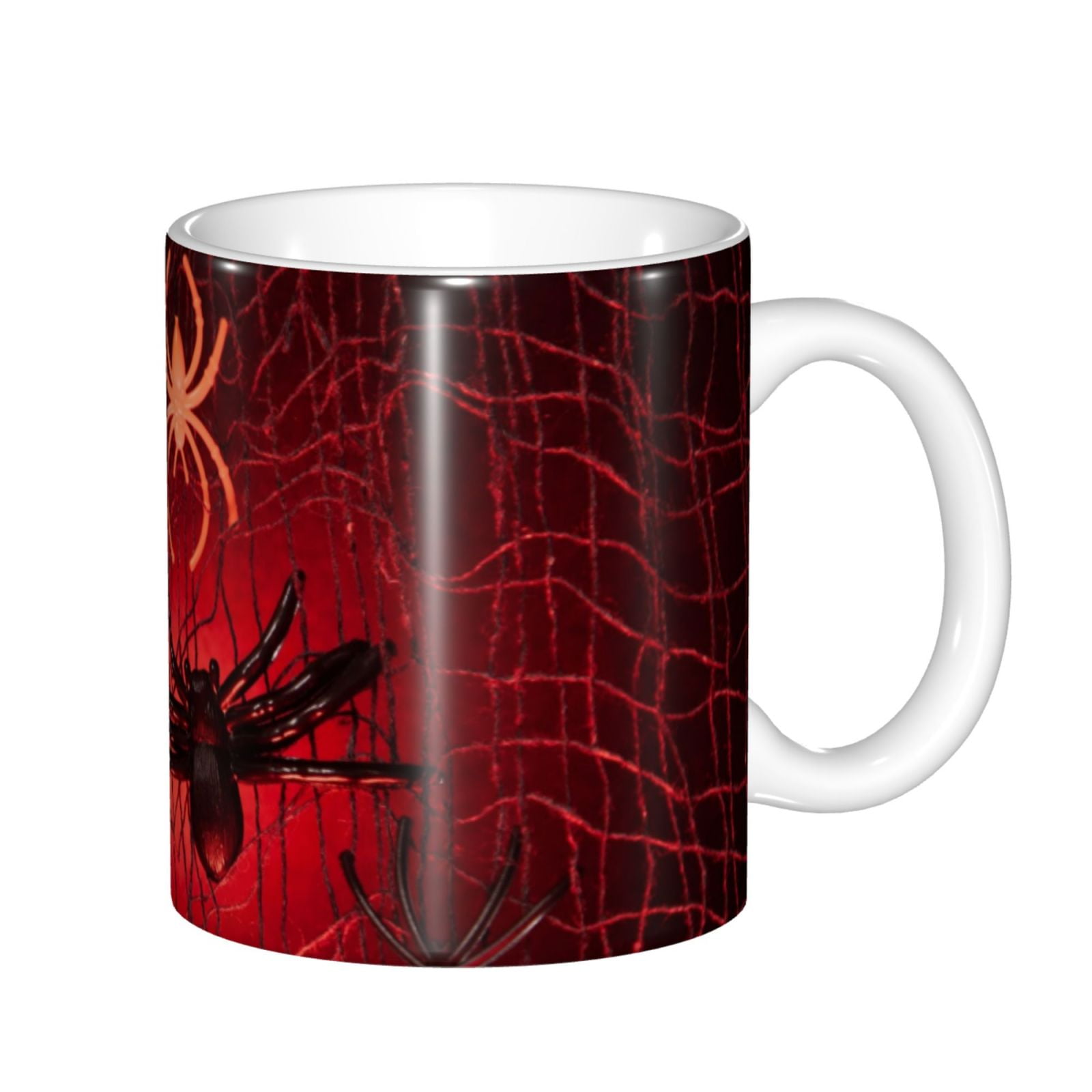 Disketp Black Spider Web With Spiders Large Coffee Mug with Handle Tea ...
