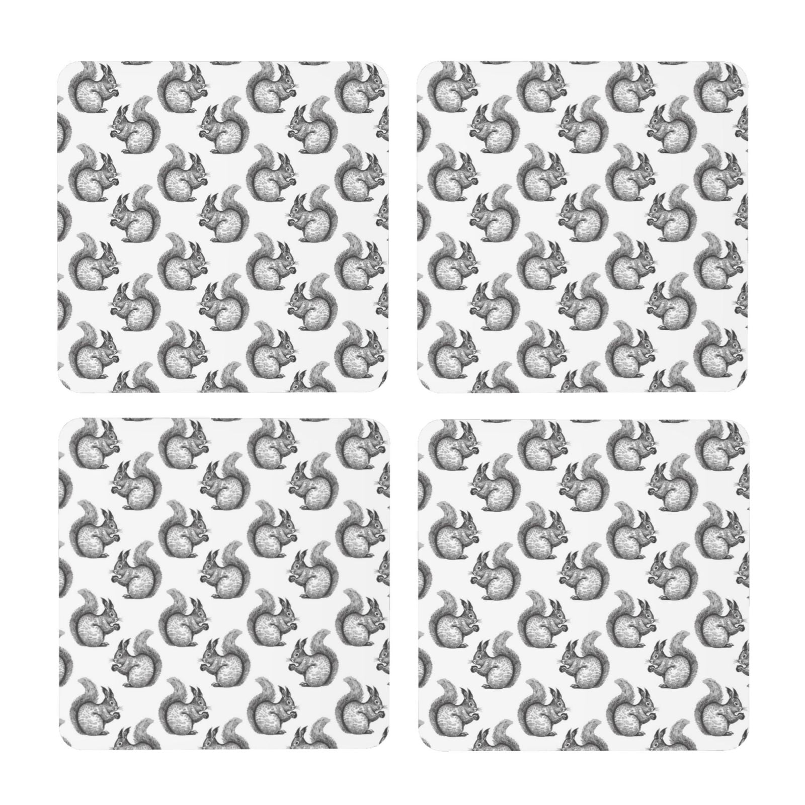 Disketp Black Squirrel MDF Cork Coaster 4 Pcs - Absorbent Beverage ...