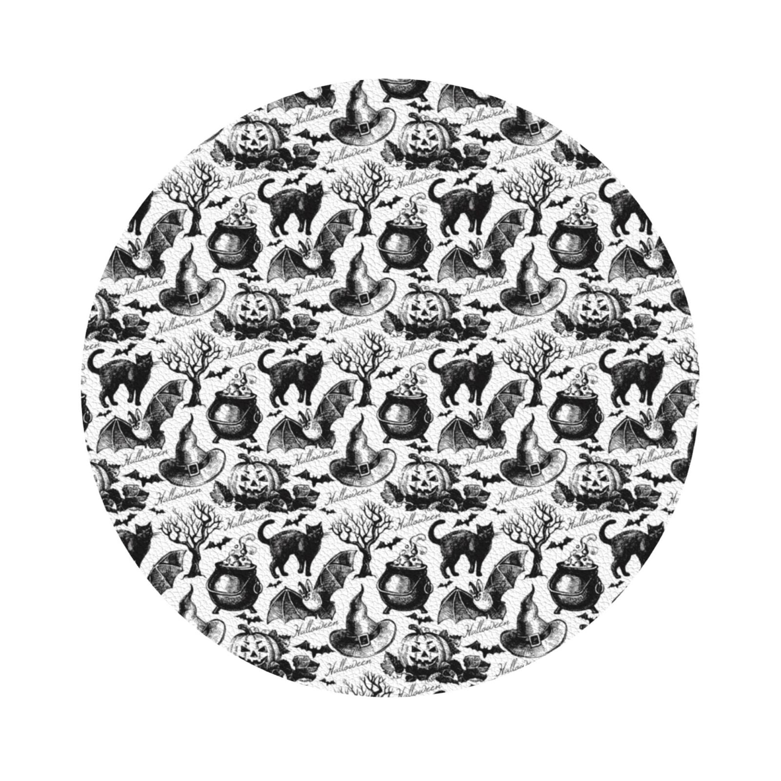 Disketp Black White Halloween Funny Coasters,6 Pcs Leather Coasters ...