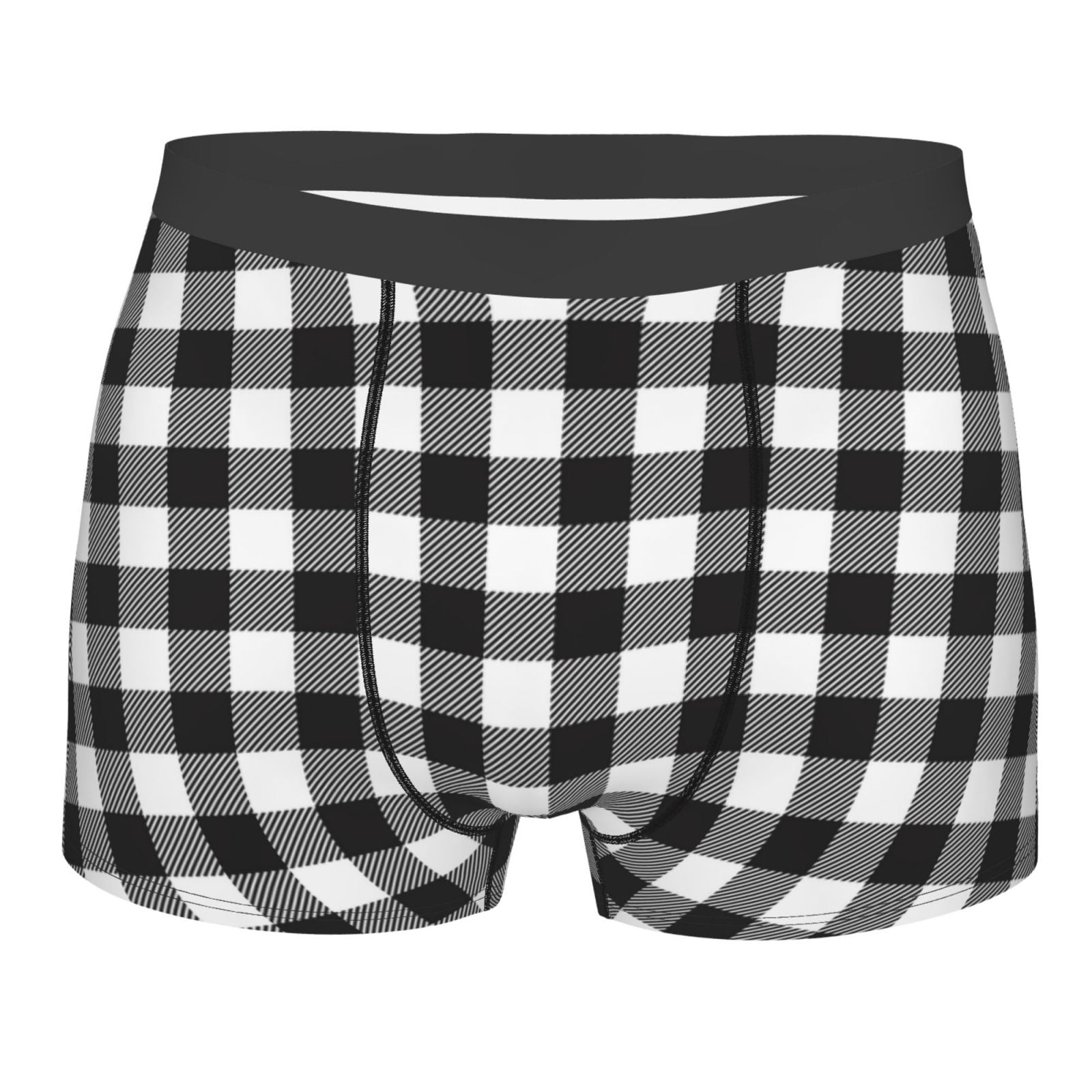 Disketp Black White Plaid Men's Boxer Briefs,Soft and Breathable Cotton ...