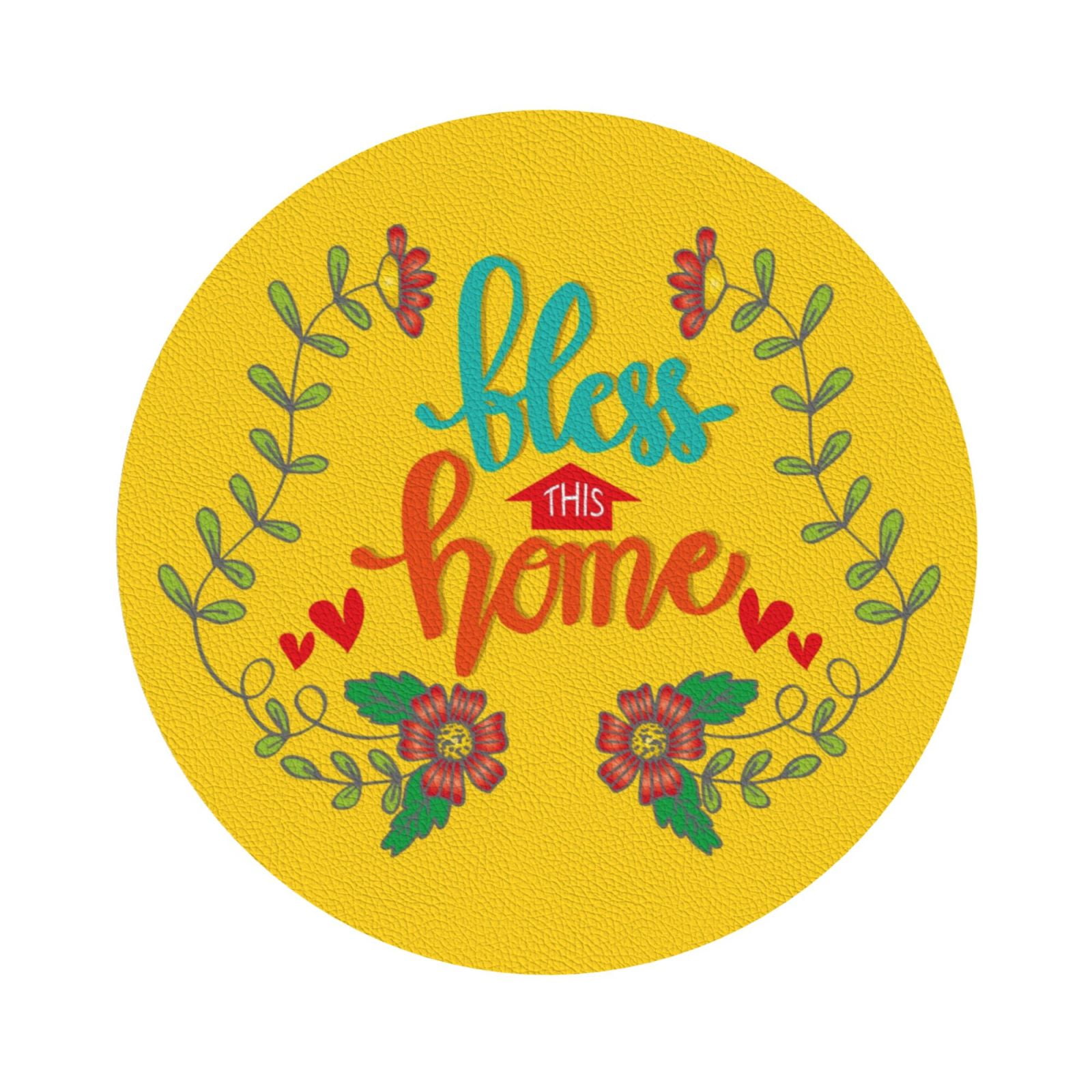 Disketp Bless This Home Funny Coasters,4 Pcs Leather Coasters With Holder, Perfect Housewarming ...