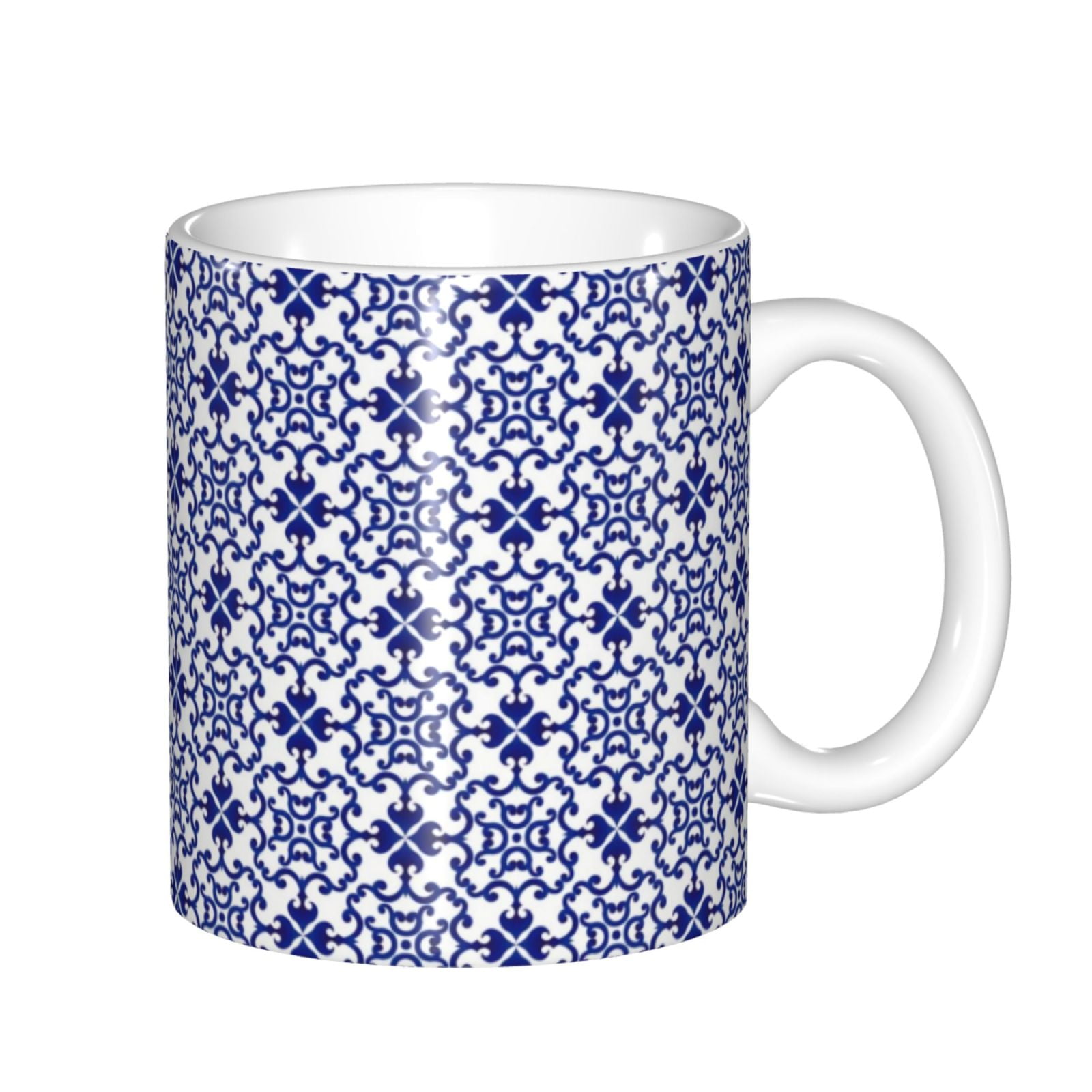 Disketp Blue And White Porcelain Chinaware Large Coffee Mug with Handle ...