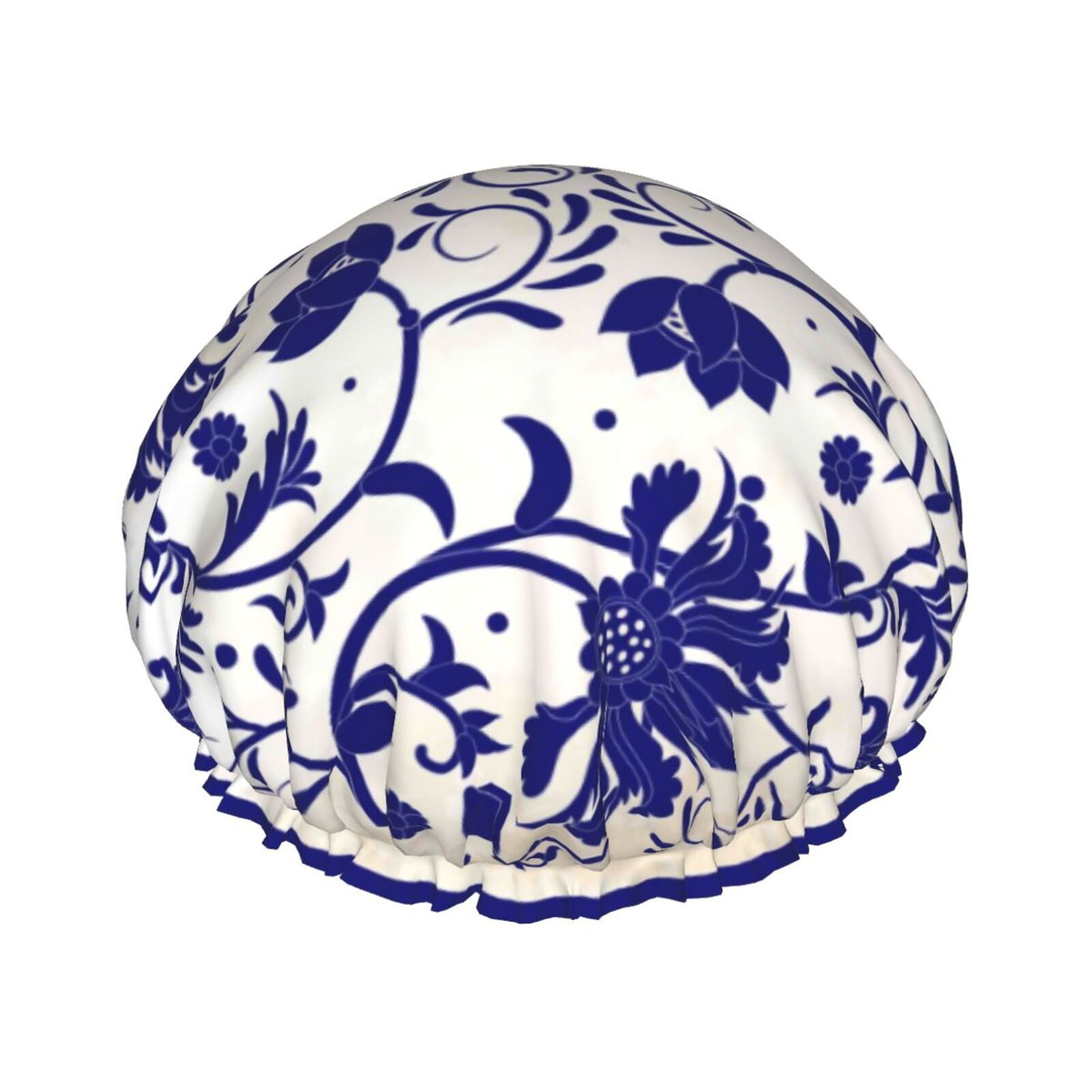 Disketp Blue And White Porcelain Pattern Shower Caps,Reusable Shower ...