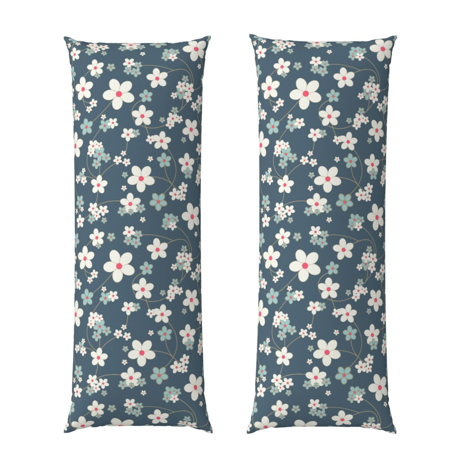 Disketp Blue Flower Print Body Pillow Cover - Super Soft 20x54 Body ...