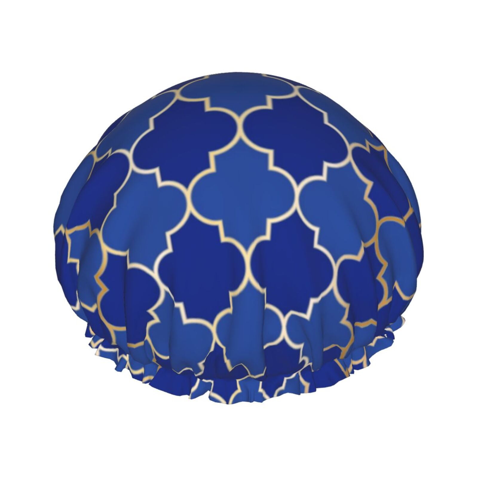 Disketp Blue Gold Grid Lantern Shapes Shower Caps,Reusable Shower Cap ...