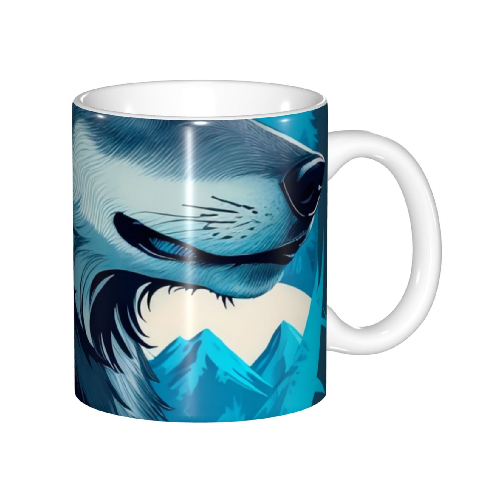 Disketp Blue Iceberg Leaf Wolf Large Coffee Mug with Handle Tea Cup ...