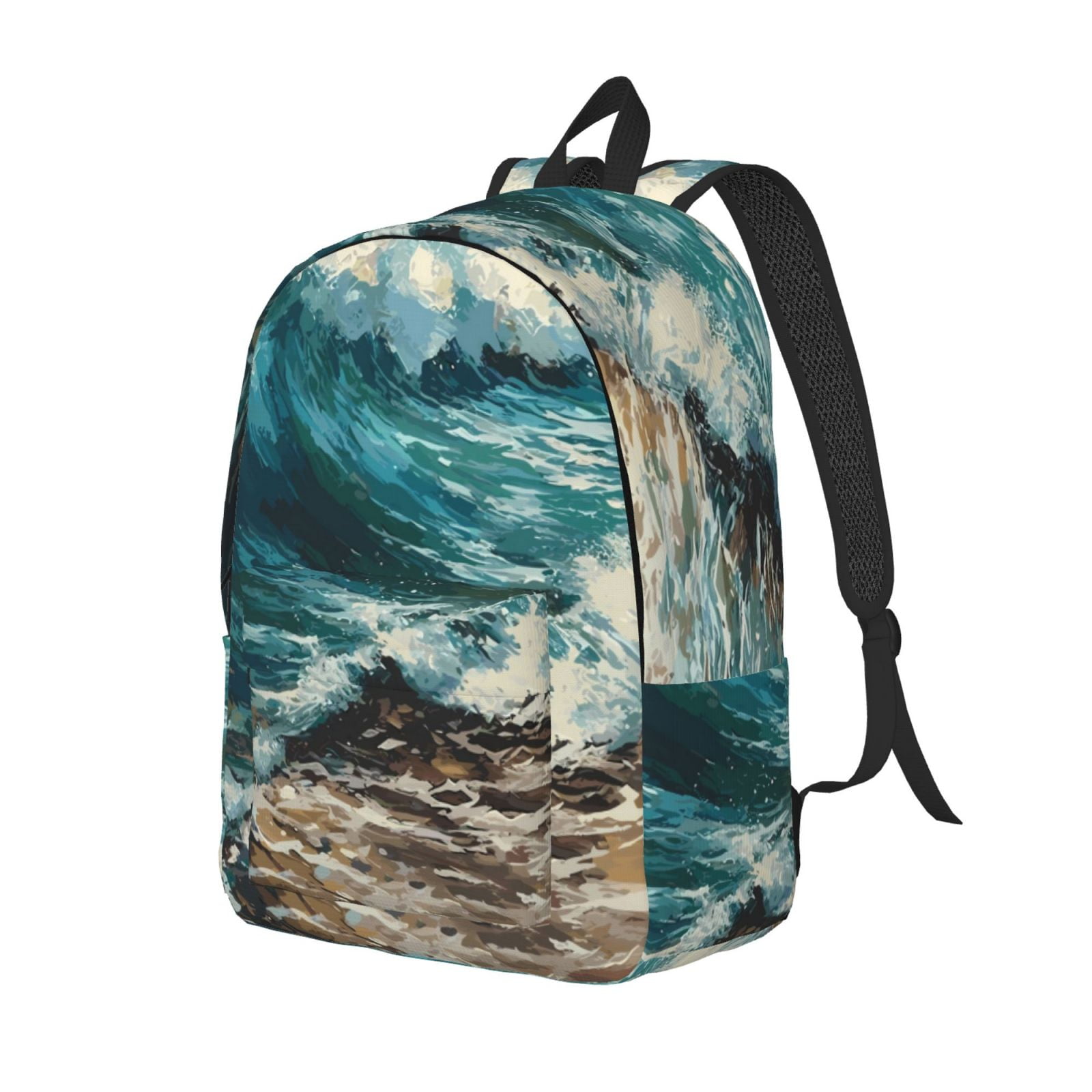 Disketp Blue Ocean Waves Canvas Backpack Lightweight Travel Daypack ...
