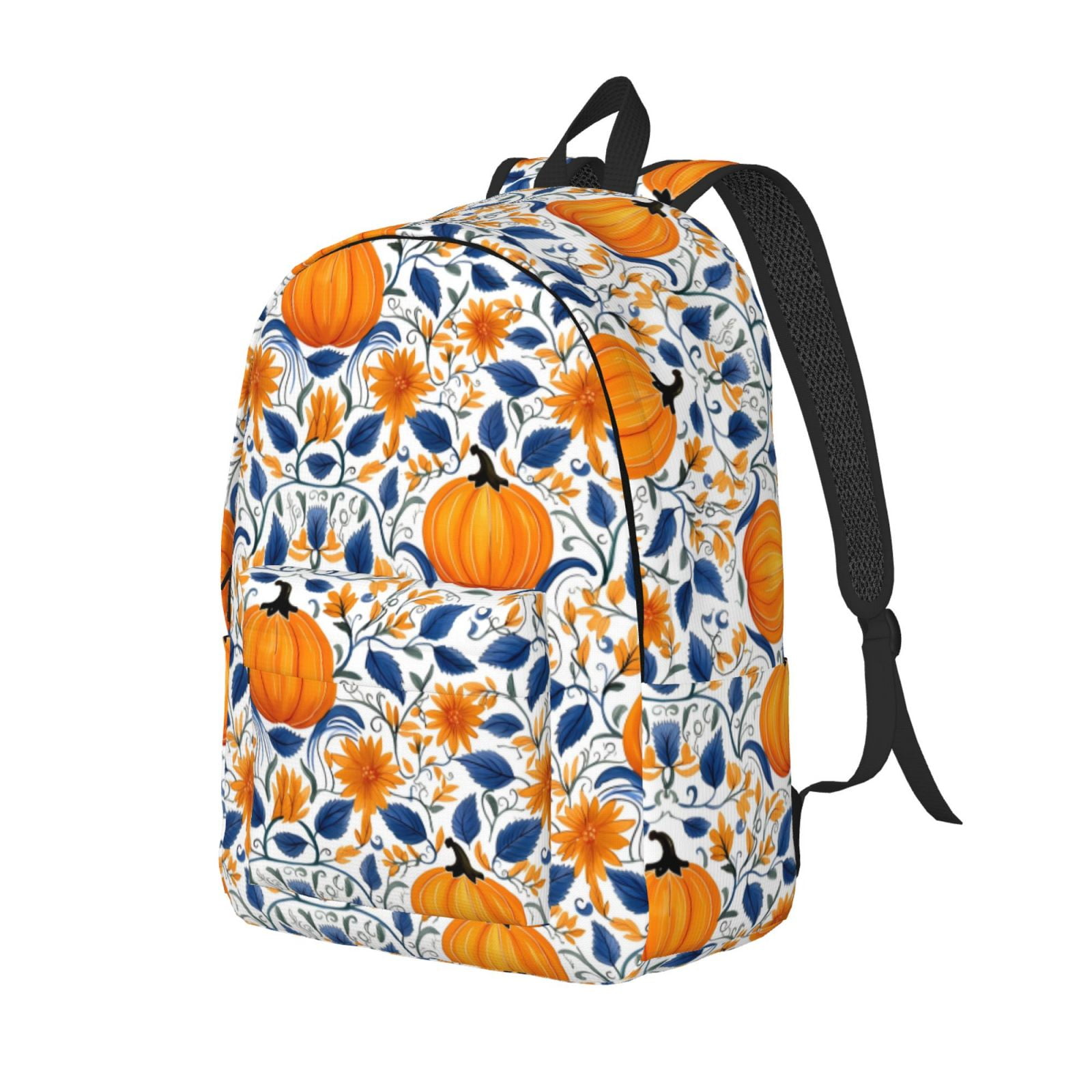 Disketp Blue Orange Pumpkin fall Canvas Backpack Lightweight Travel ...