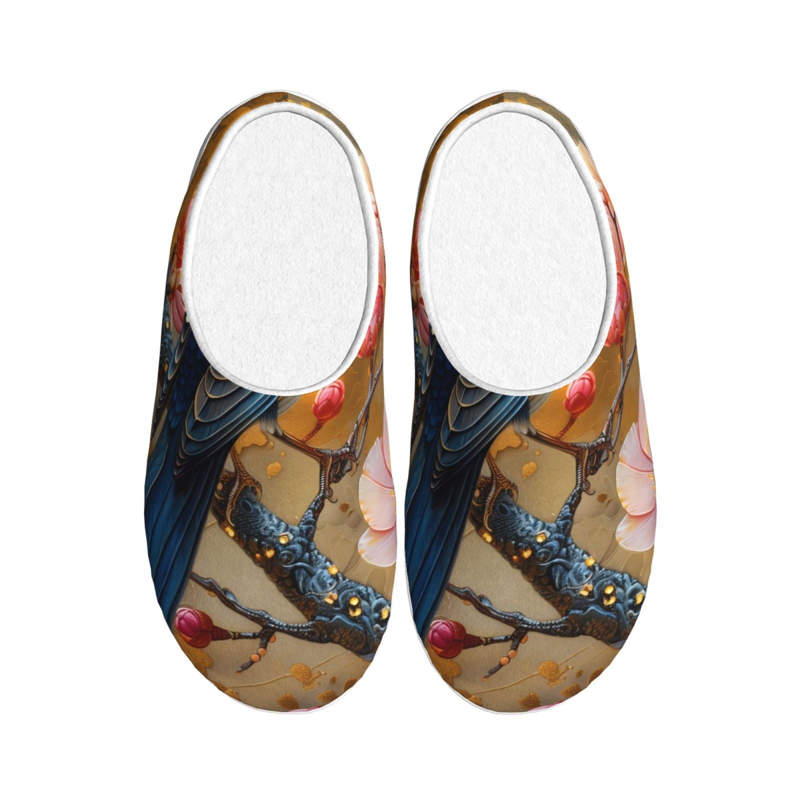 Disketp Bluebird Blossom Elegance Women's Men's Slippers Plush Slip-On ...