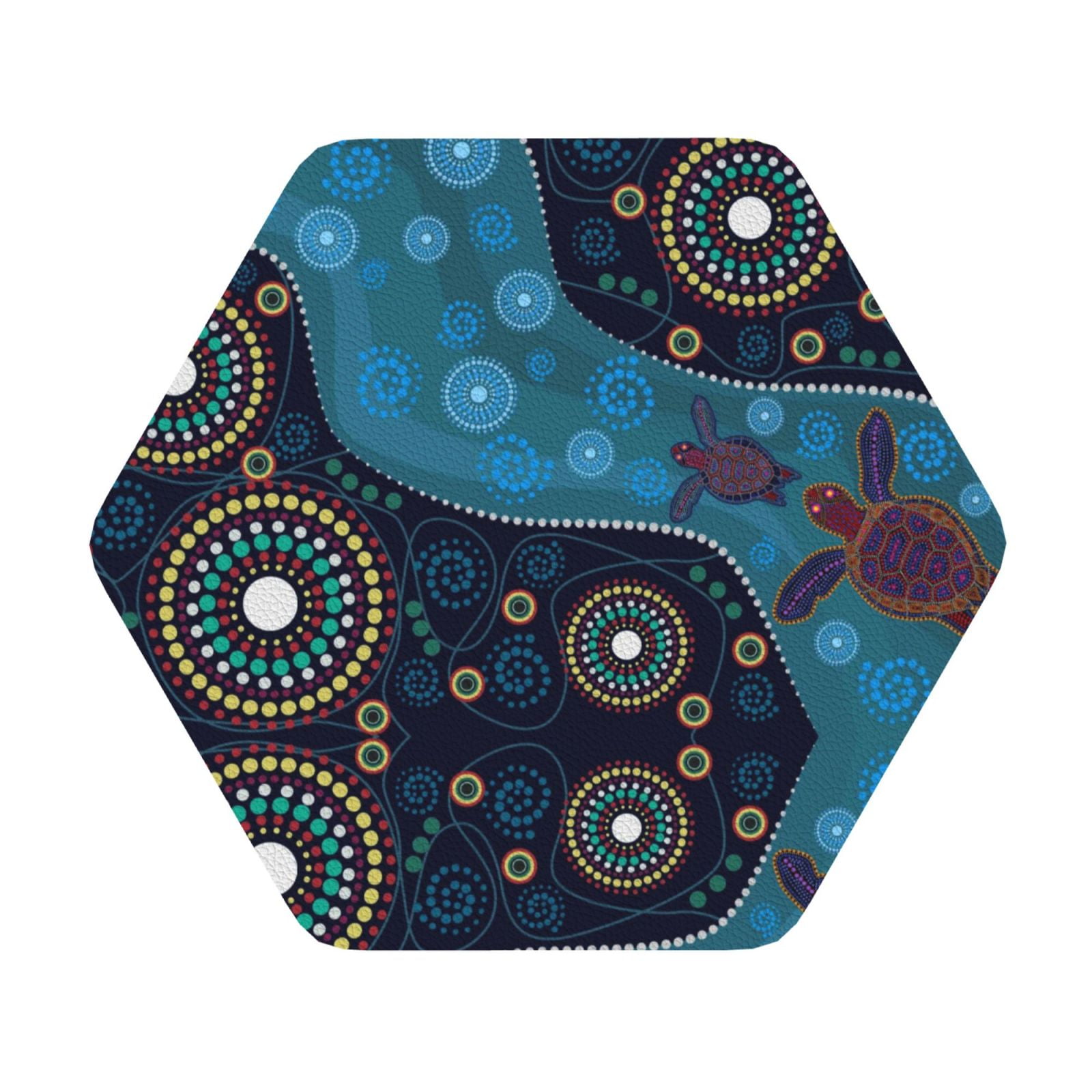 Disketp Bohemian Turtle Funny Coasters,4 Pcs Leather Coasters With ...