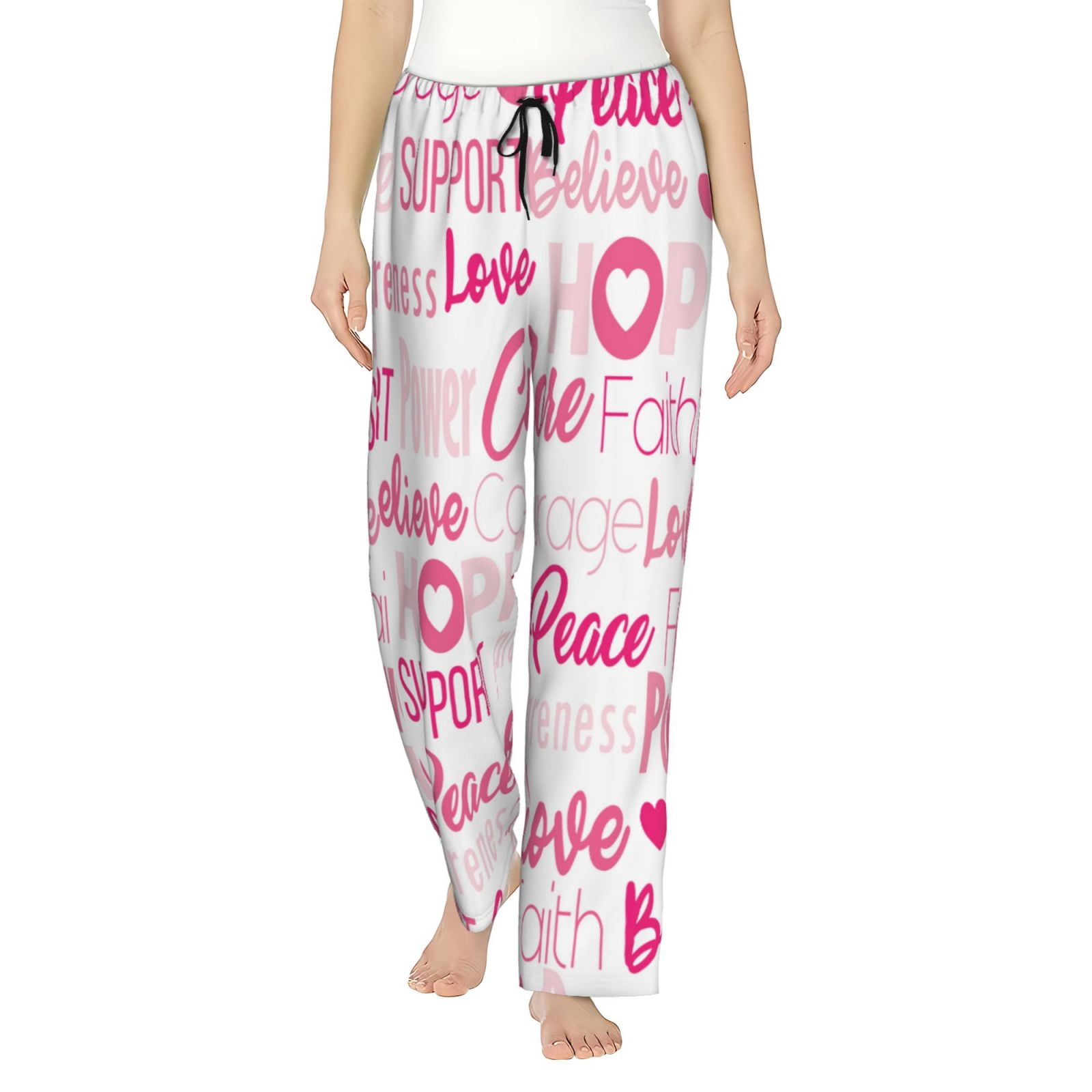 Disketp Breast Cancer Pink Ribbons Awareness Print Women'S Comfy Pajama ...